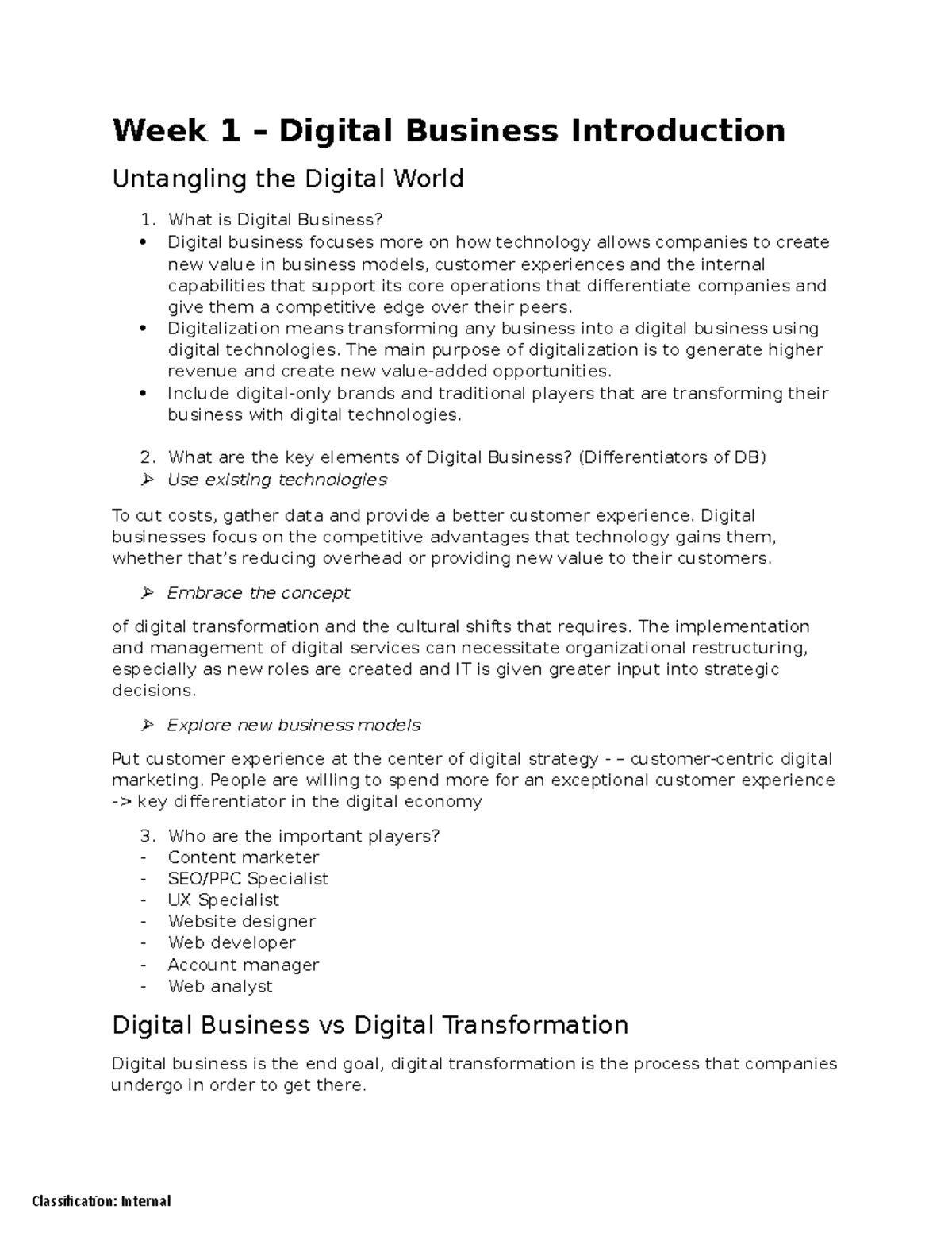 DBD Module 1 - Week 1 – Digital Business Introduction Untangling the ...