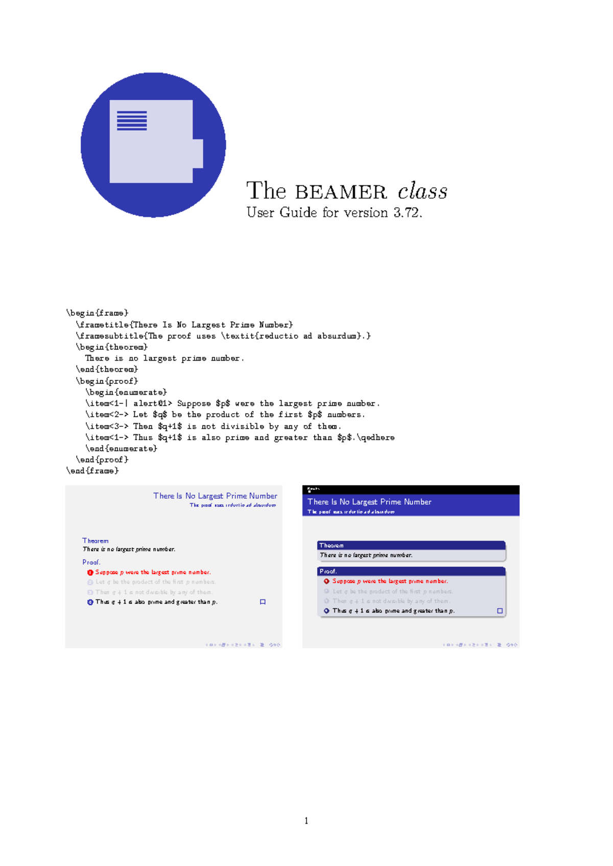 Beamer Class User Guide: Understanding the No Largest Prime Proof - Studocu