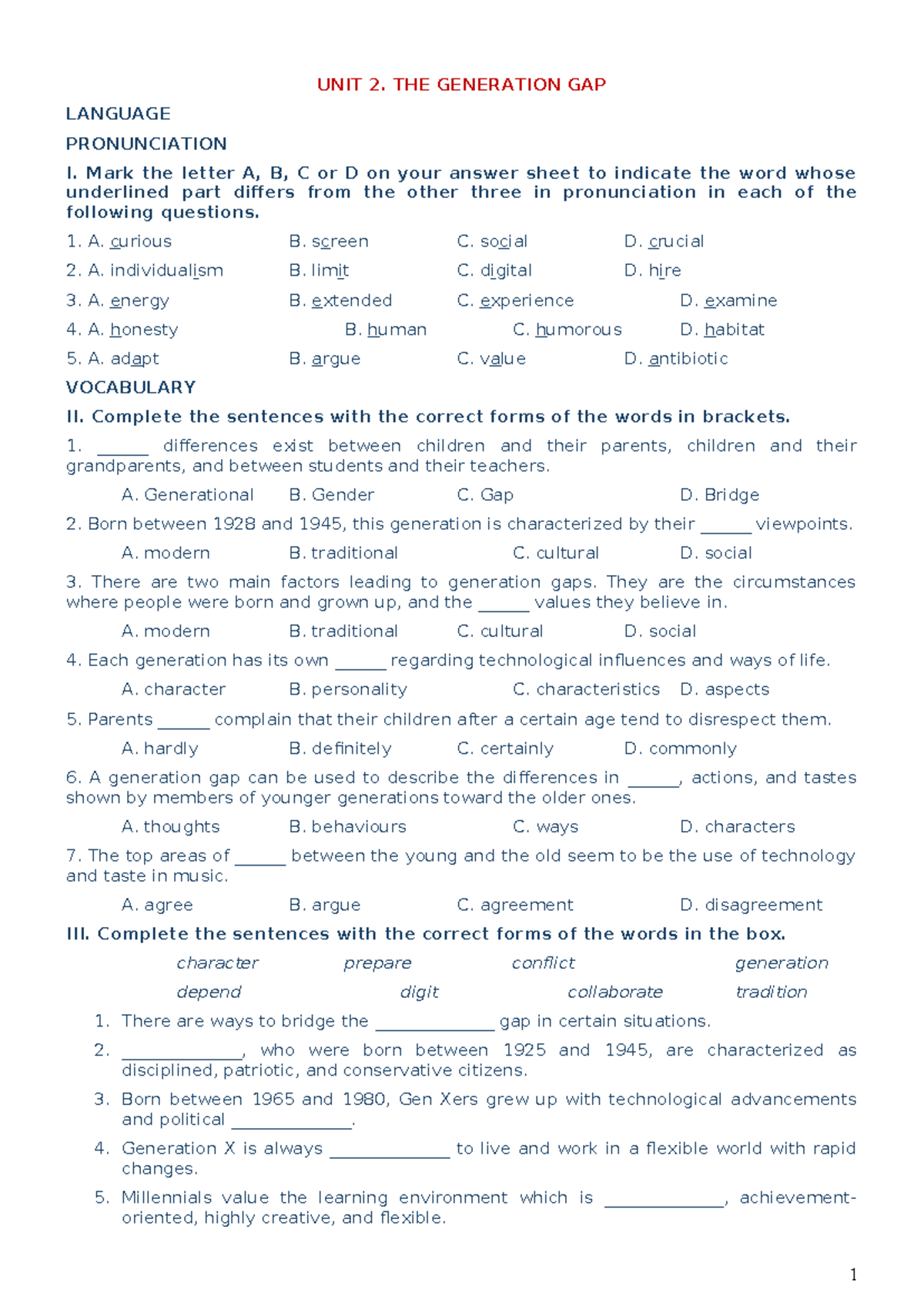 UNIT 2: Understanding the Generation Gap in Language and Communication ...
