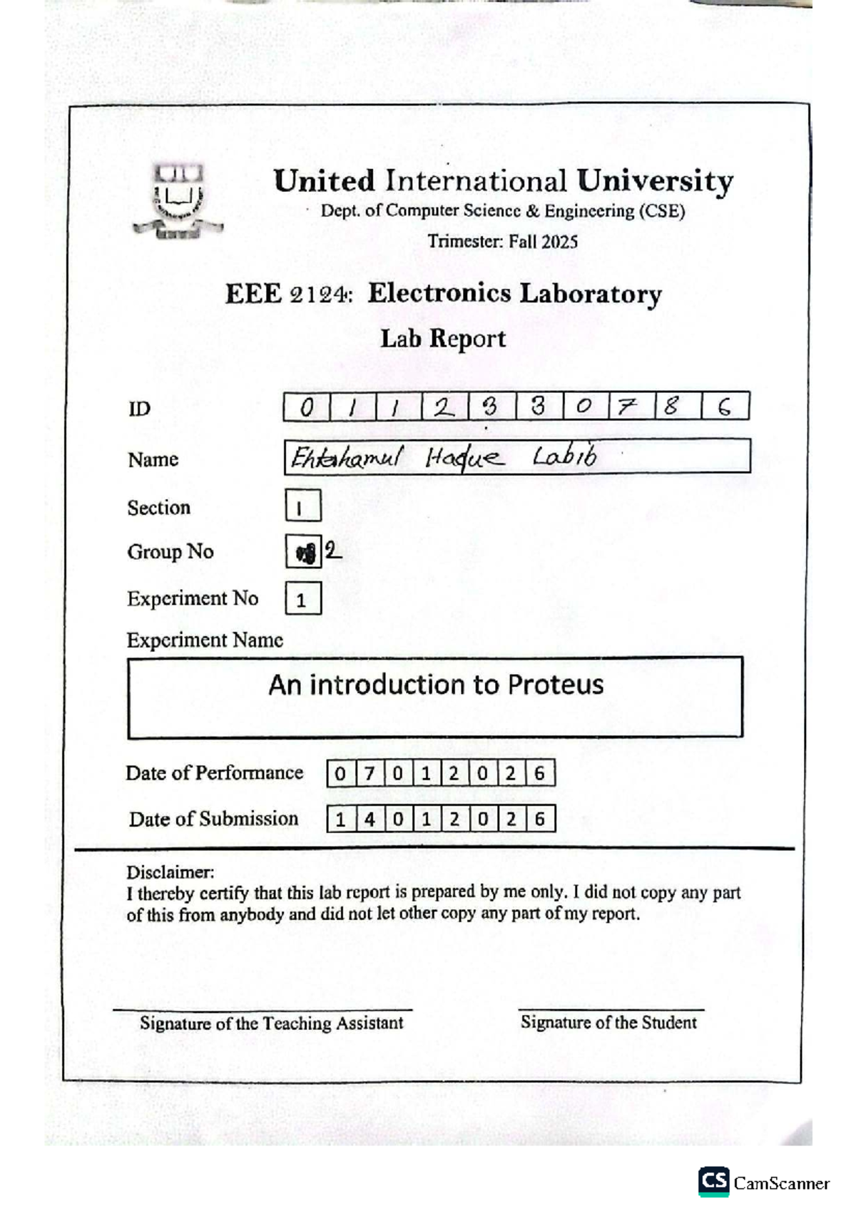 CSE 2124: Electronics Lab Report on Diode Clipping & Clamping - Studocu