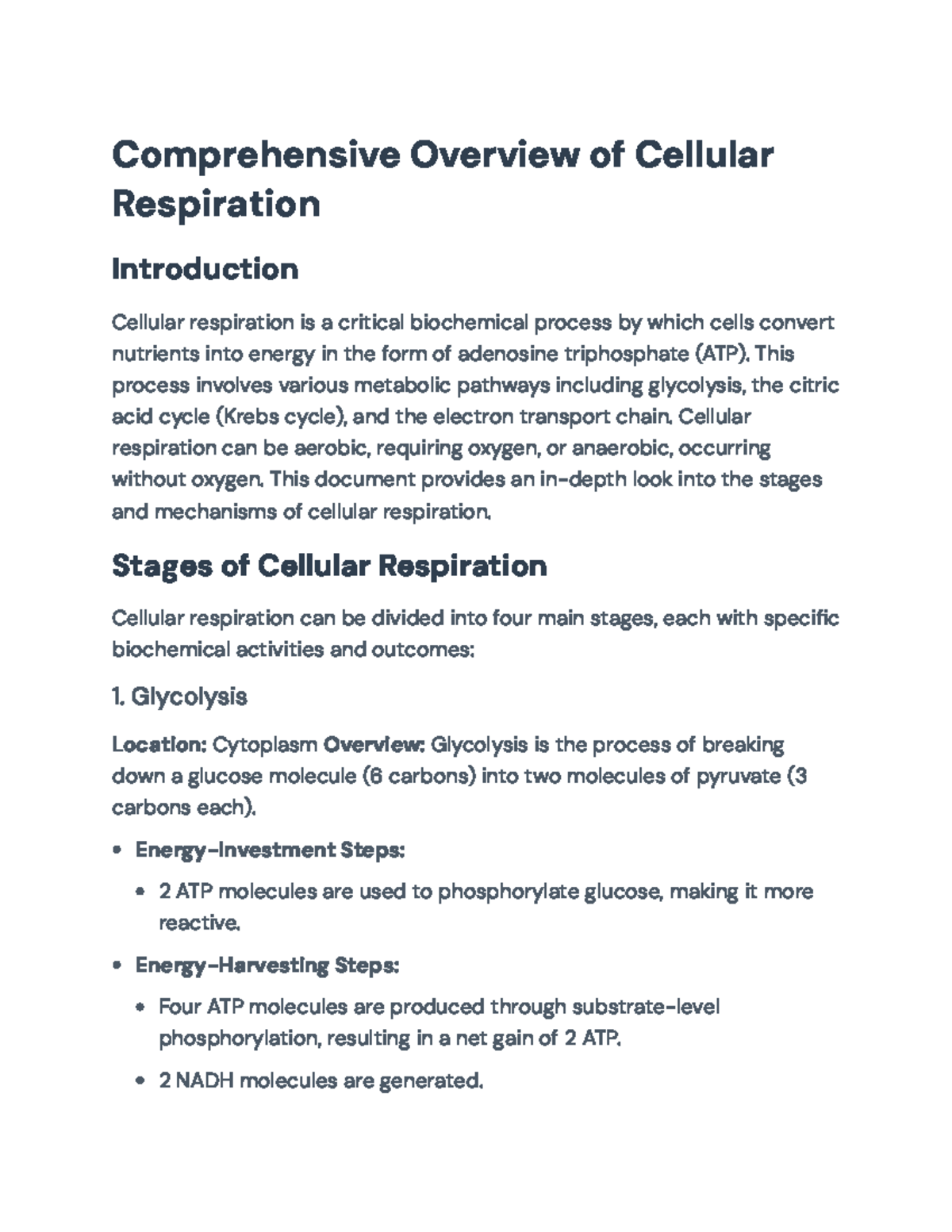 Cellular Respiration: A Comprehensive Overview of ATP Production ...