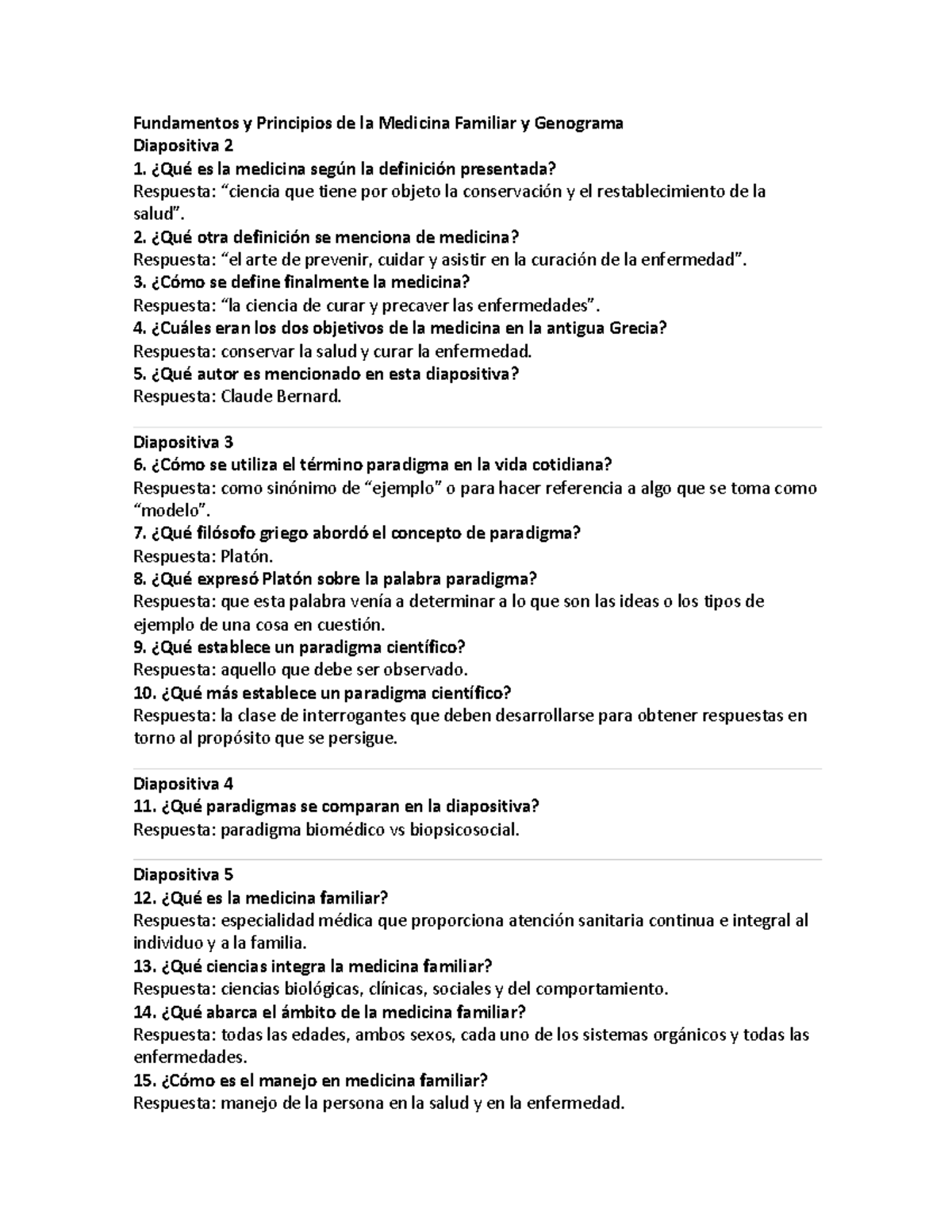 Preguntas Finales AHHH: Fundamentos de Medicina Familiar y Genograma ...