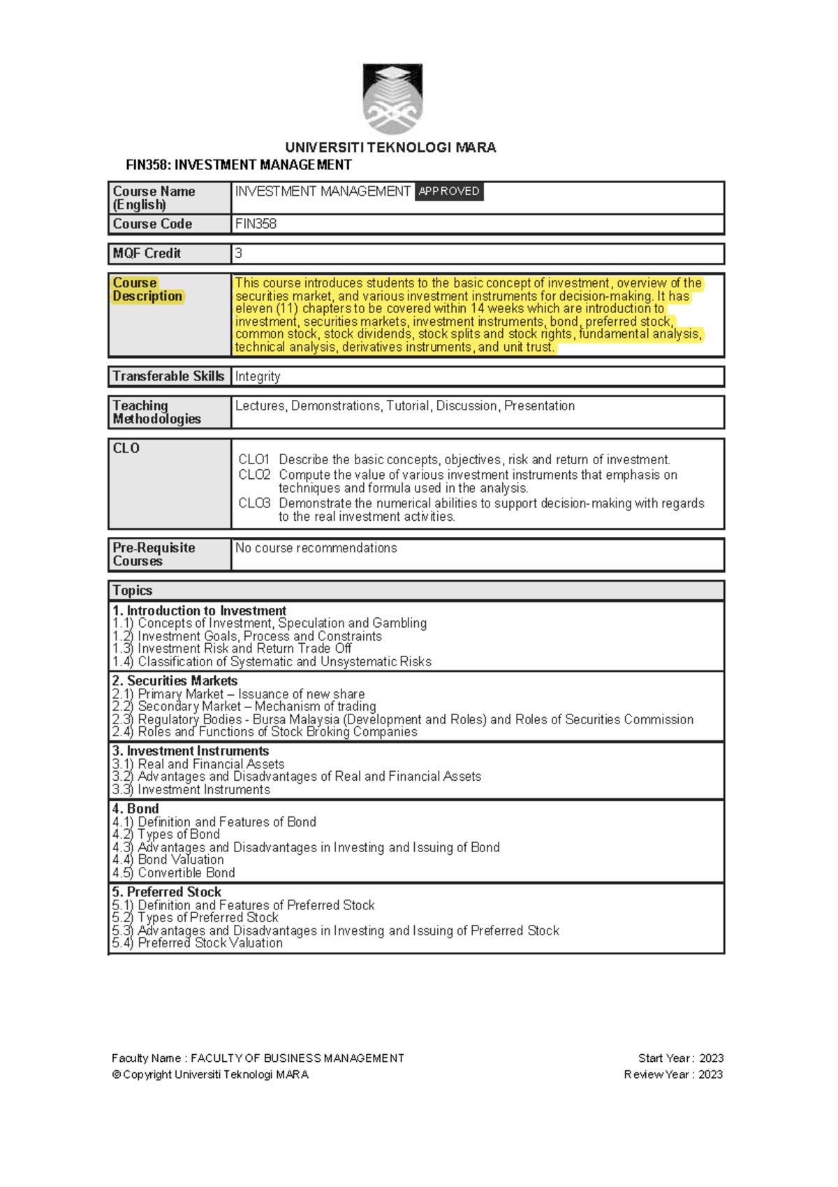 FIN358: Comprehensive Guide to Investment Management Concepts - Studocu