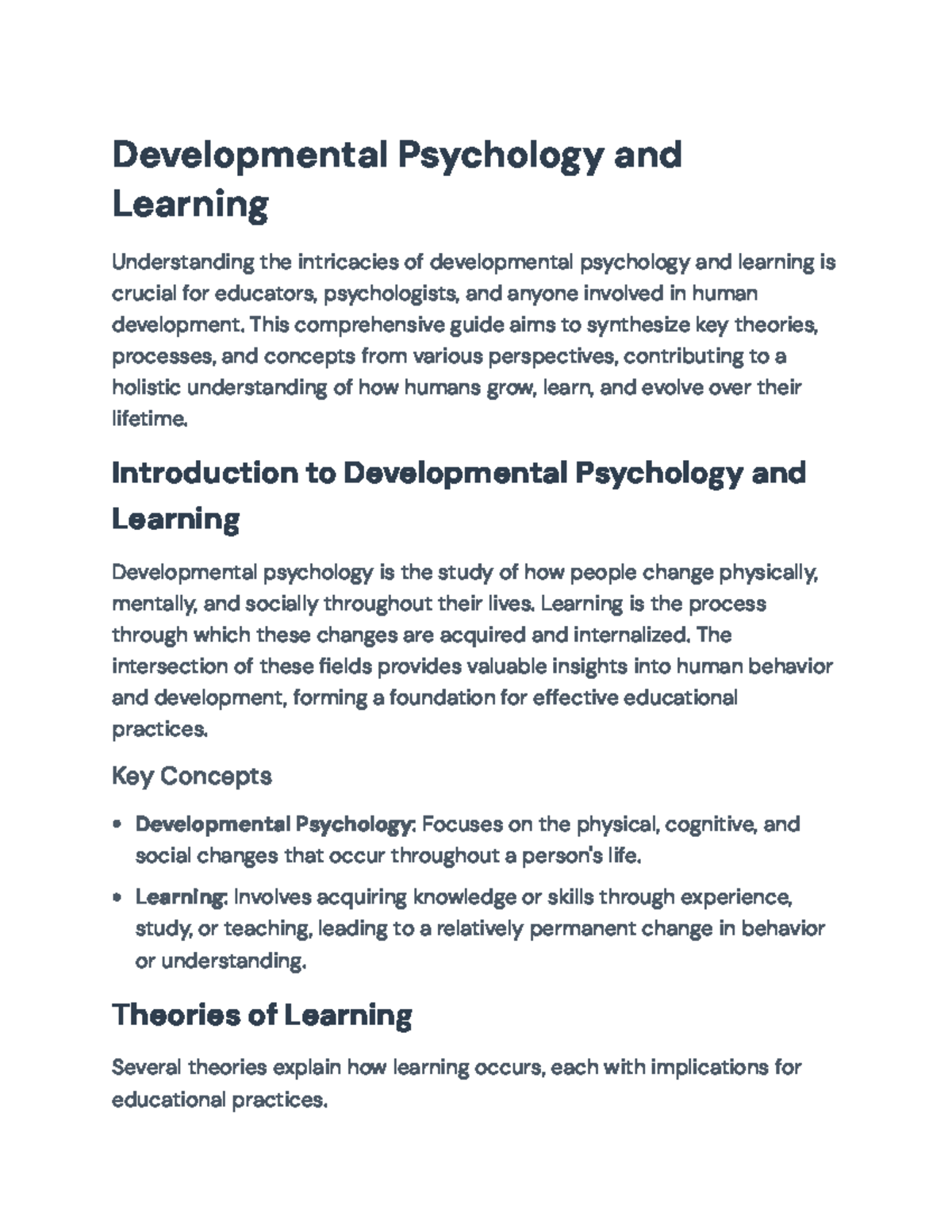 Understanding Developmental Psychology & Learning Theories: A Guide - Developmental Psychology ...