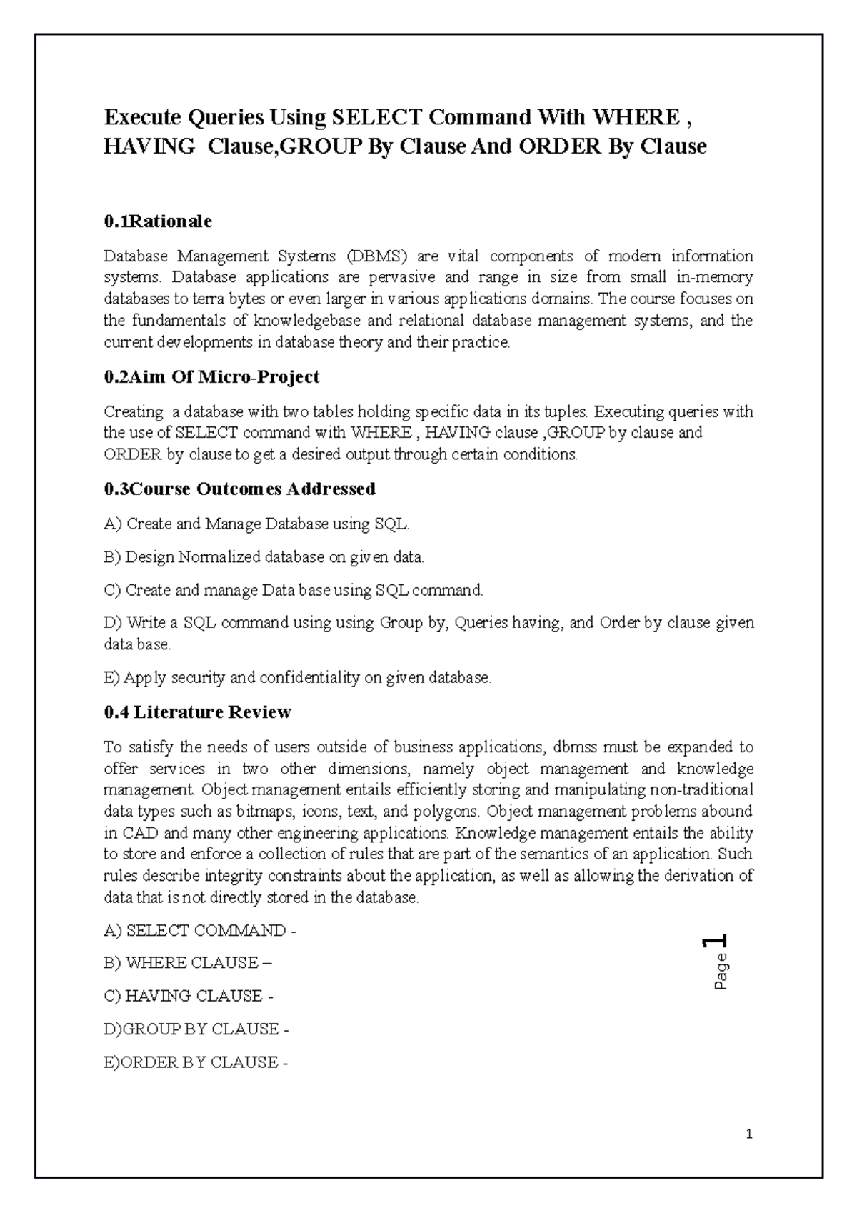 MP.... DMS - Dbms microproject of management system - Execute Queries Using SELECT Command With ...