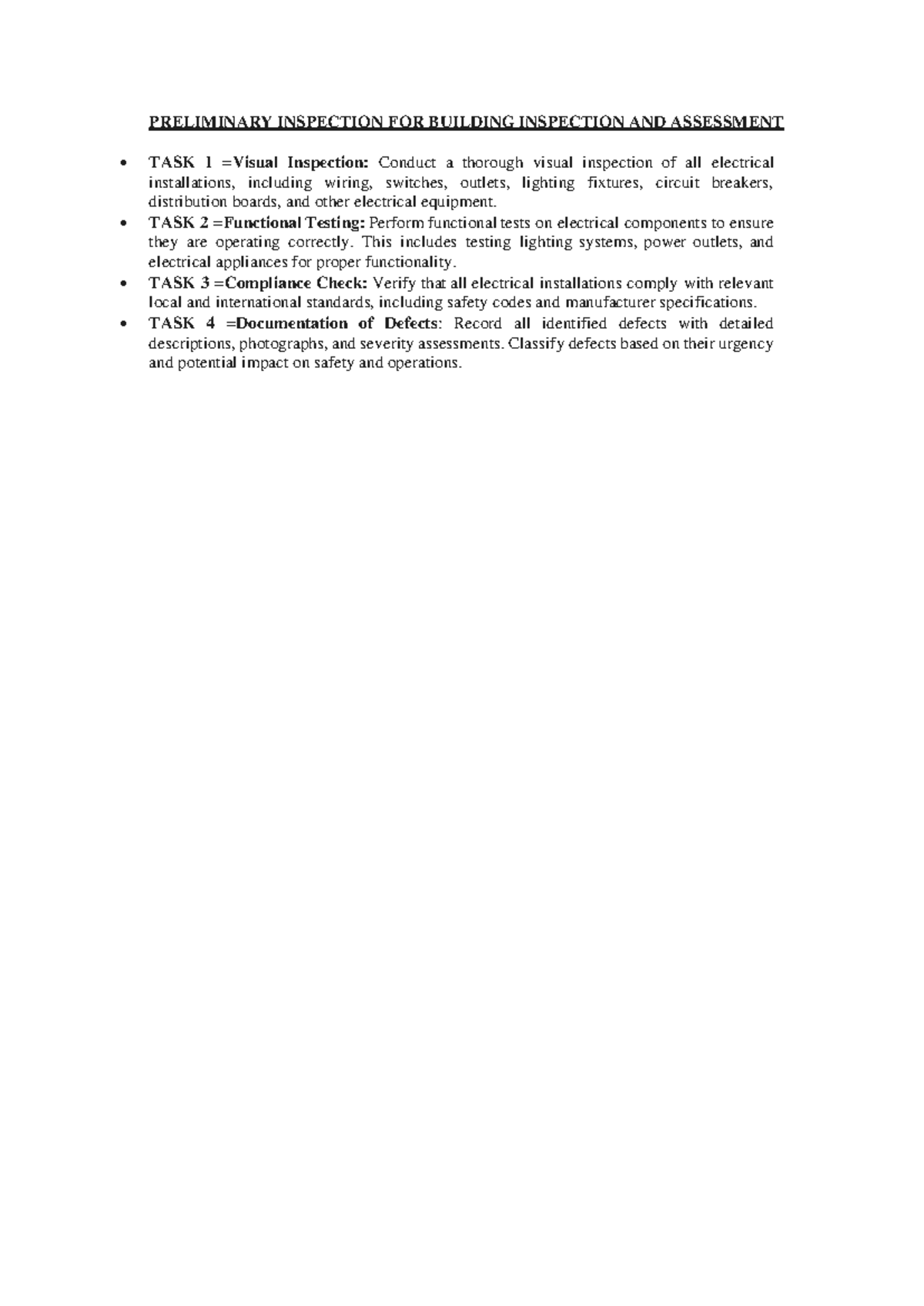 Preliminary Inspection Guidelines (BIA 101): Visual & Compliance Checks ...