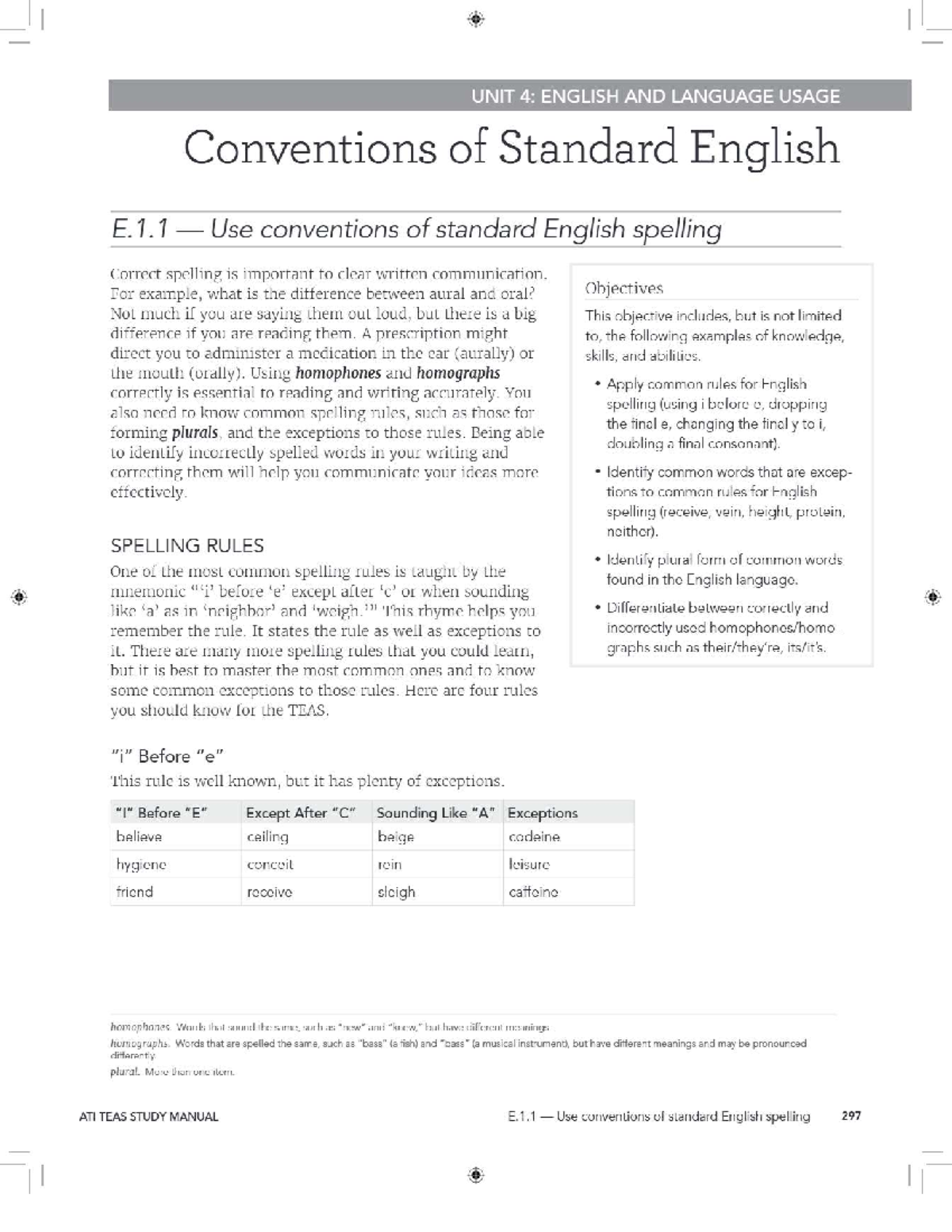 ATI TEAS 7: Conventions of Standard English Spelling Rules - Studocu