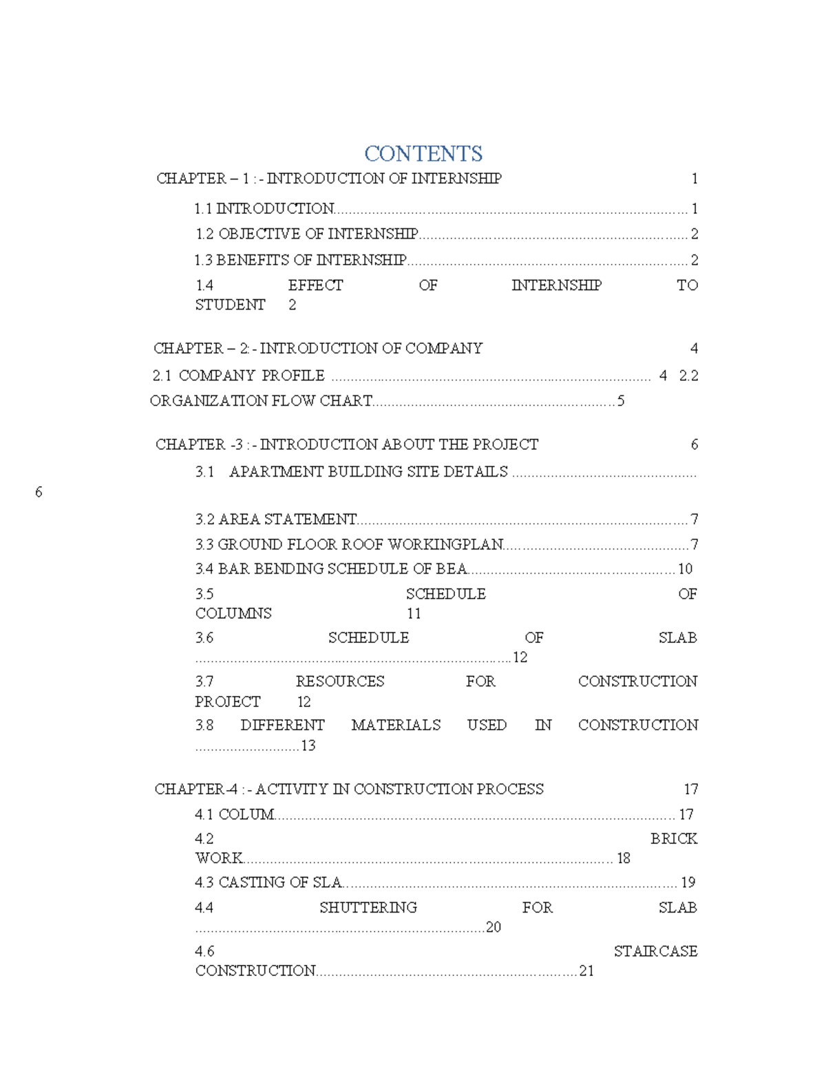 Internship Report: Civil Engineering Project Overview (CE 101) - Studocu