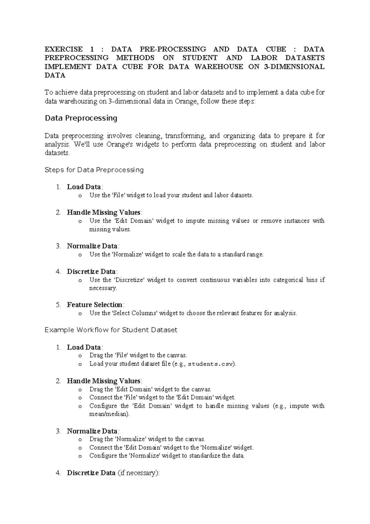 DV Lab Manual: Data Preprocessing, Cleaning, and Clustering Techniques - Studocu