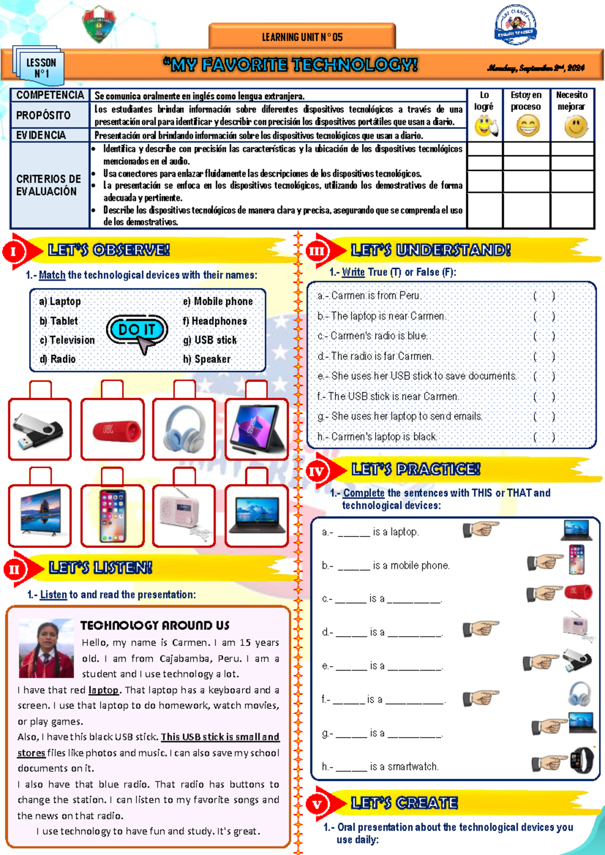 LEARNING UNIT 05: LESSON 1 - ORAL PRESENTATION ON TECH DEVICES - Studocu