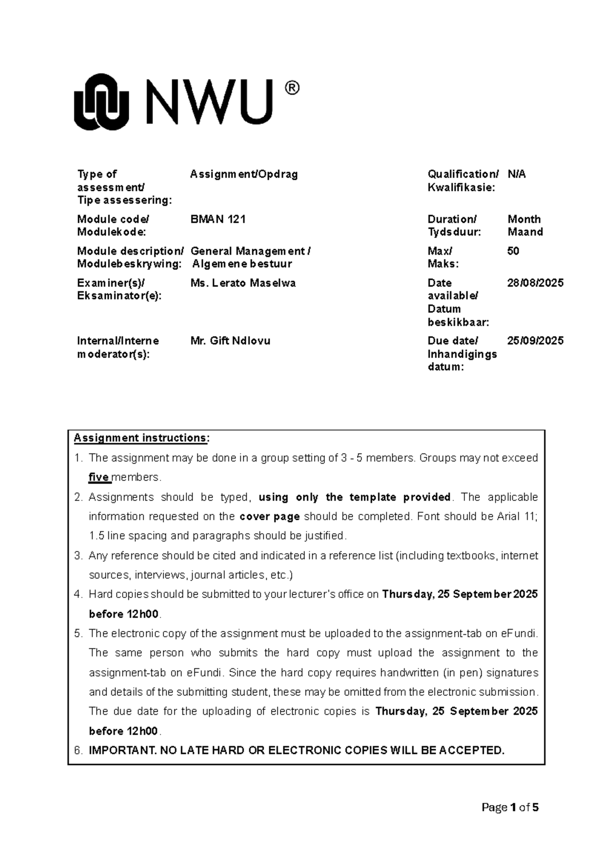 BMAN 121 2025 - Case Study Assignment: Soweto Book Café Analysis - Studocu