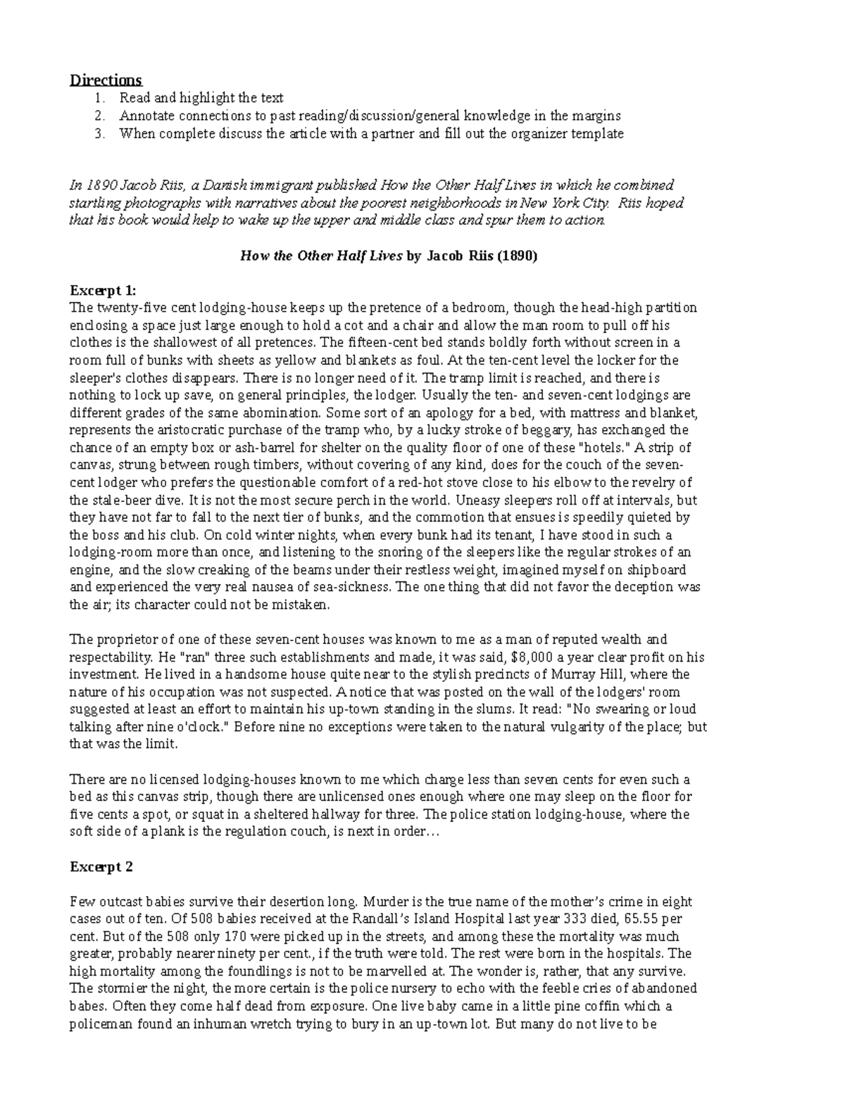 How the Other Half Lives: Key Excerpts Analysis and Notes - Studocu