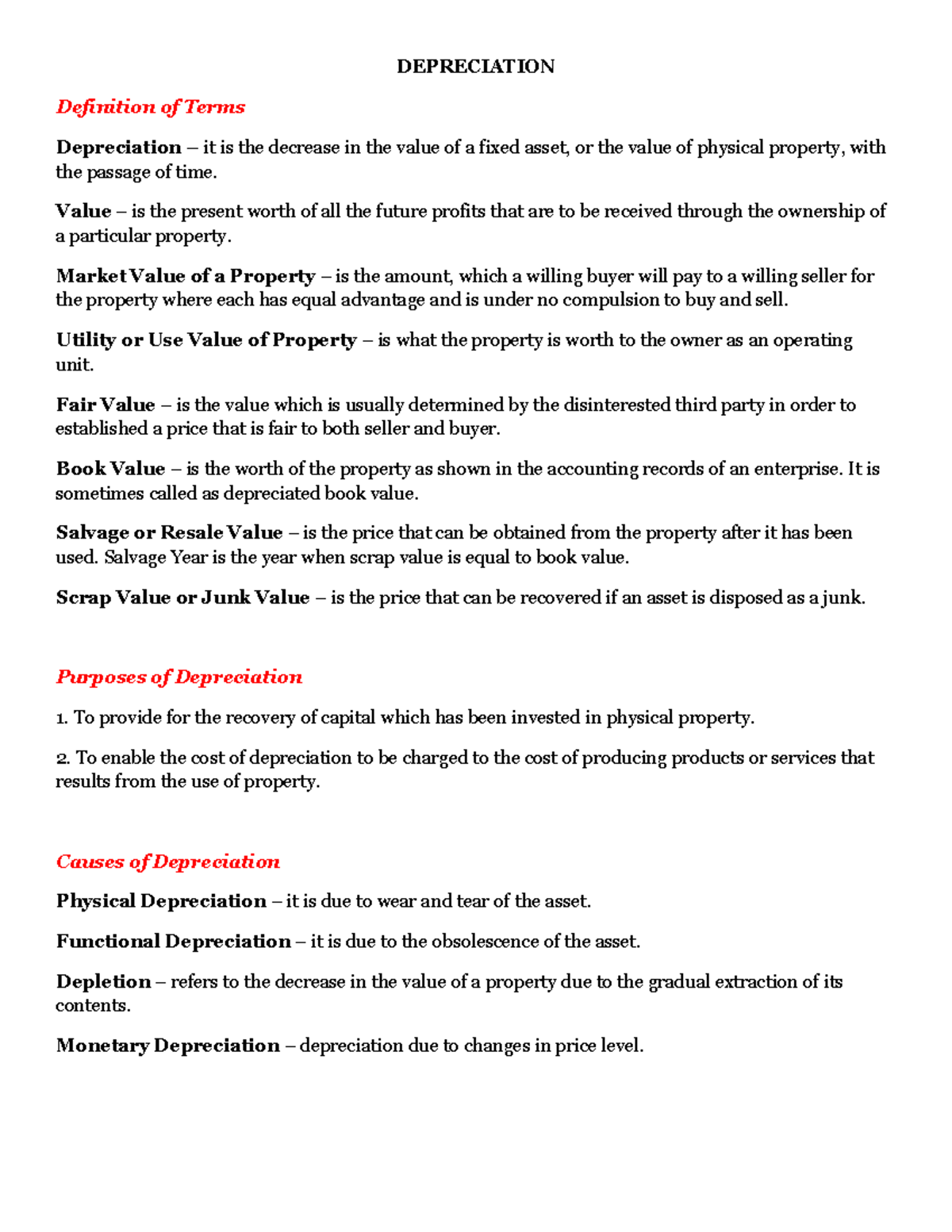 Understanding Depreciation: Definition and Methods Explained - Studocu