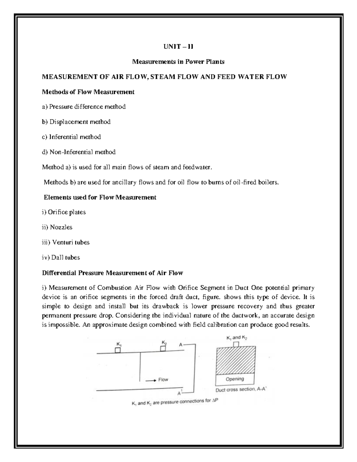 Power Plant Instrumentation - Flow Measurement Techniques (Module 2 ...