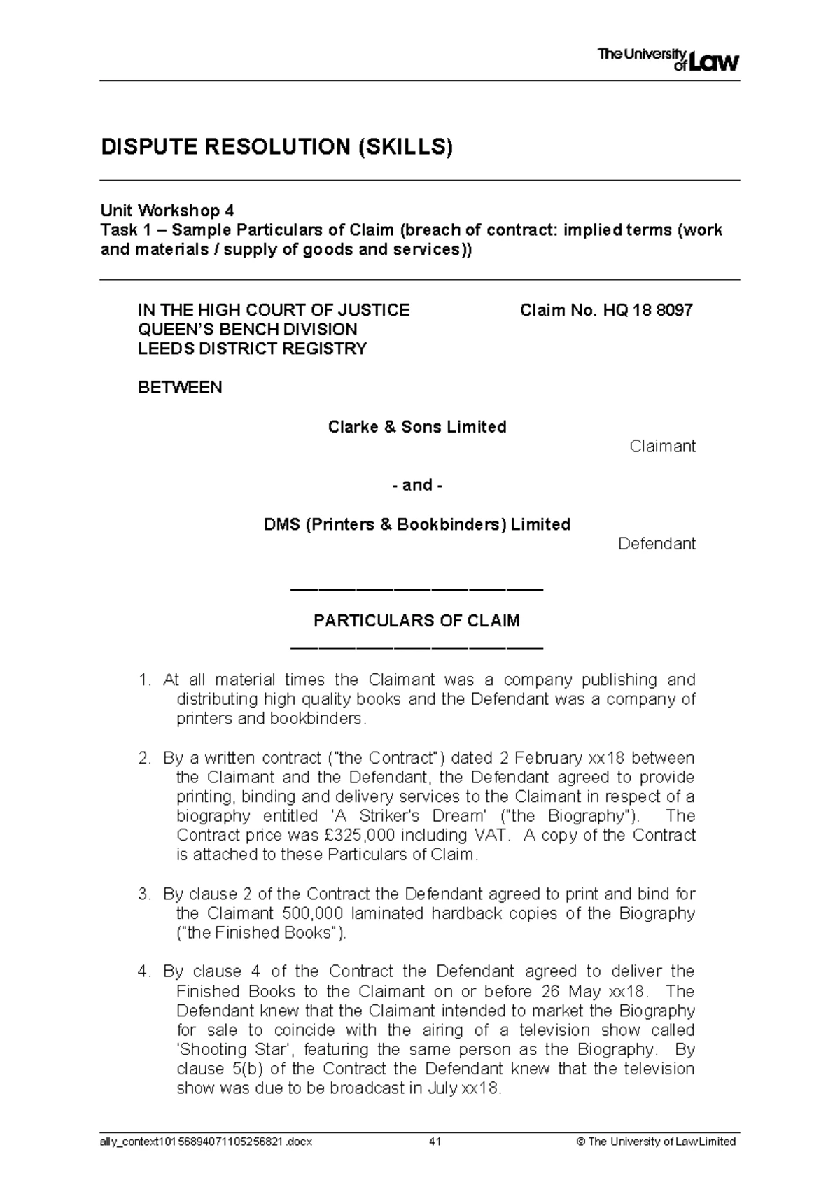 Exemplar of a Directions Questionnaire (Form N181) - 1 Under the Civil ...
