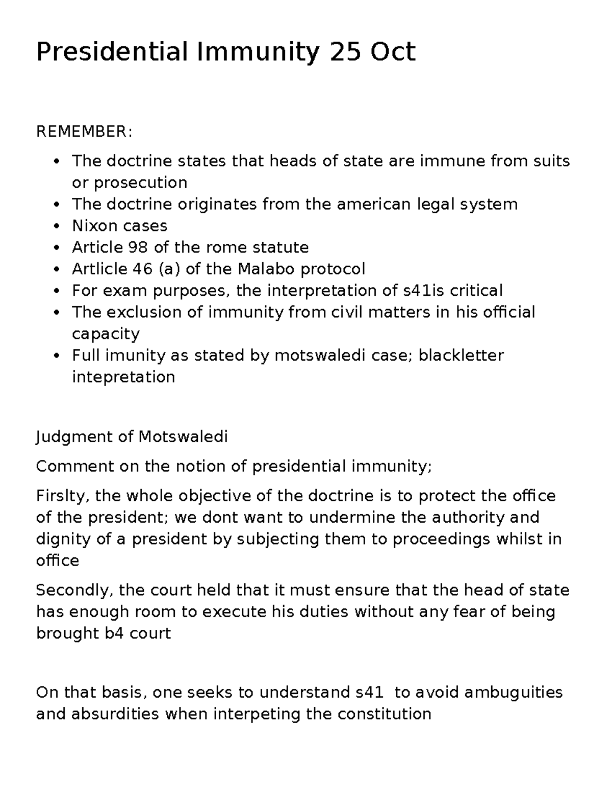 Presidential Immunity Analysis: Key Legal Interpretations (25 Oct ...