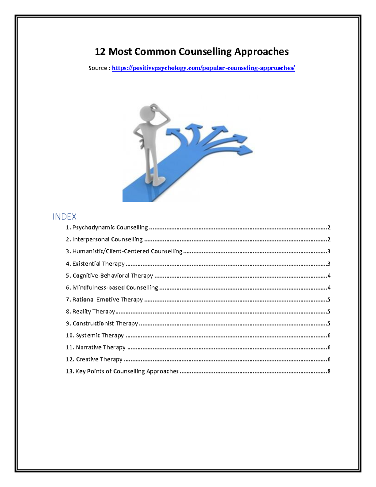 12 Common Counselling Approaches: Insights and Key Points - Studocu