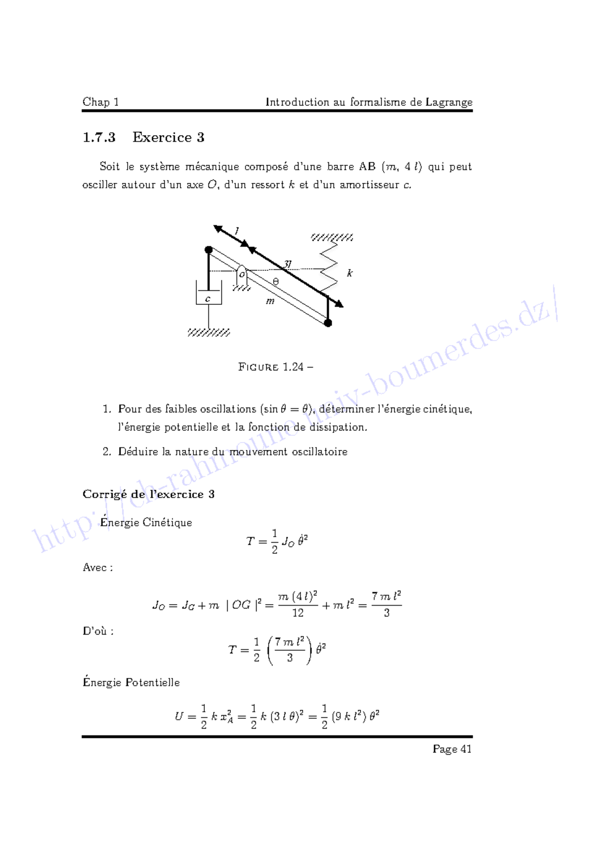 Chap 1 - Exercice 3: Oscillations et Dissipation (TD) - Studocu