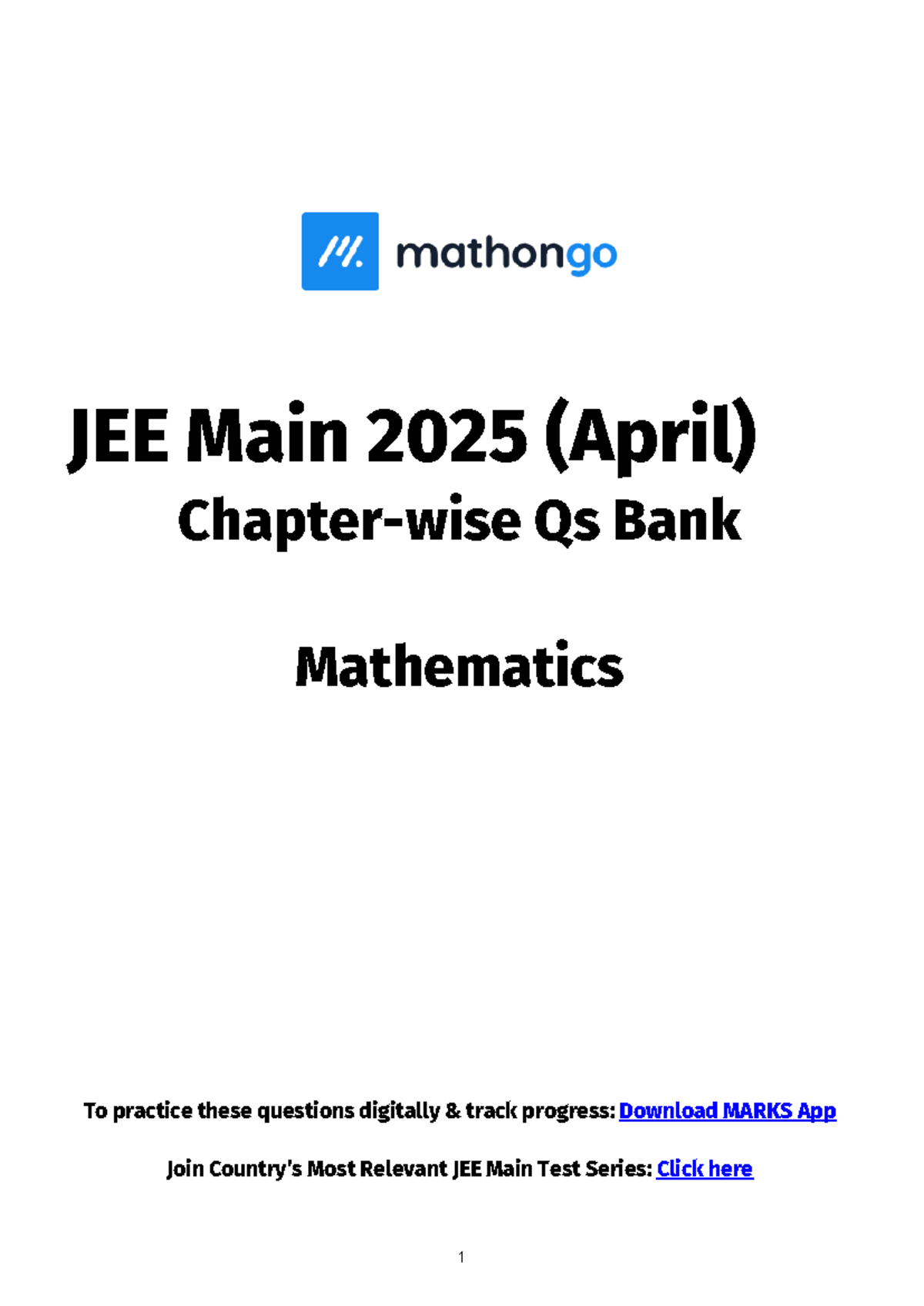Mathematics - JEE Main 2025 (April) Chapter-wise Qs Bank - MathonGo ...