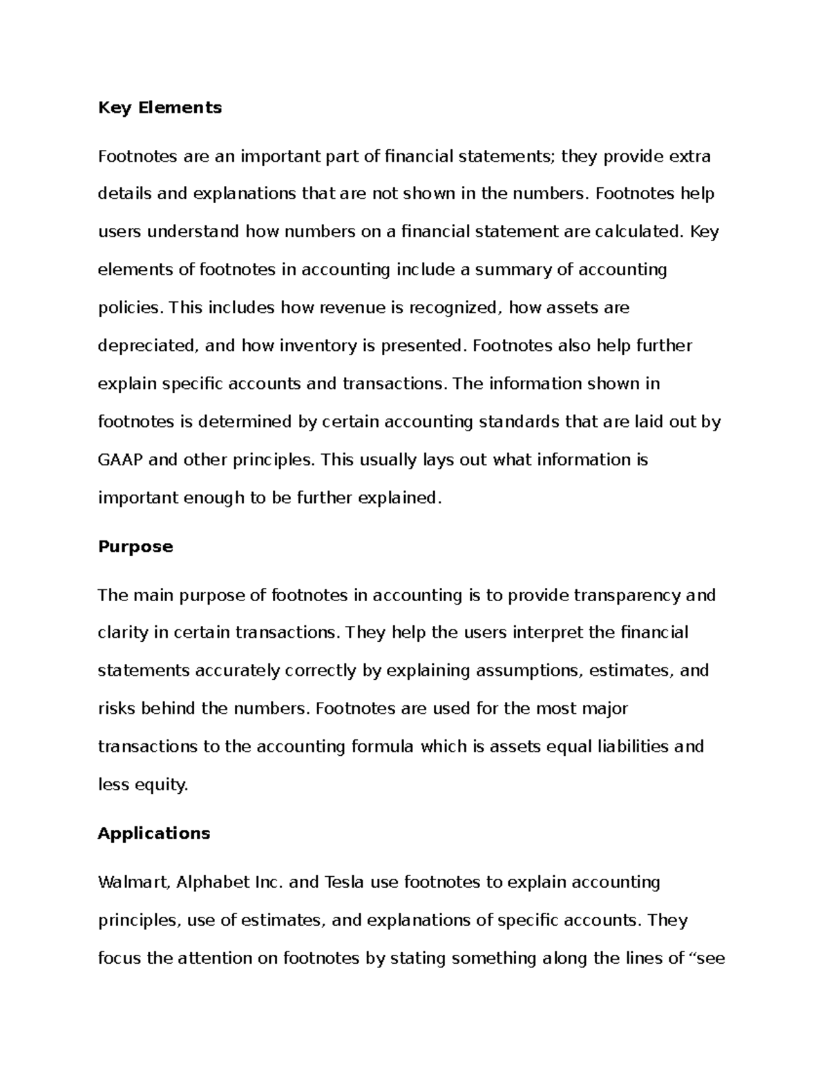 Key Elements of Footnotes in Accounting (ACCT 101) - Studocu