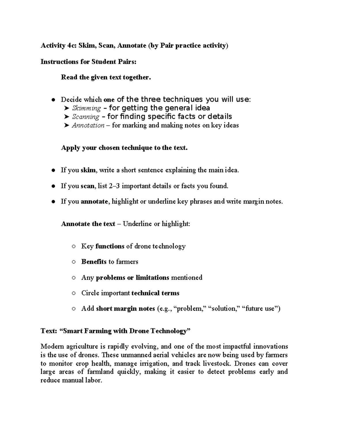 Activity 4c: Skim, Scan, Annotate - Pair Practice Guide - Studocu