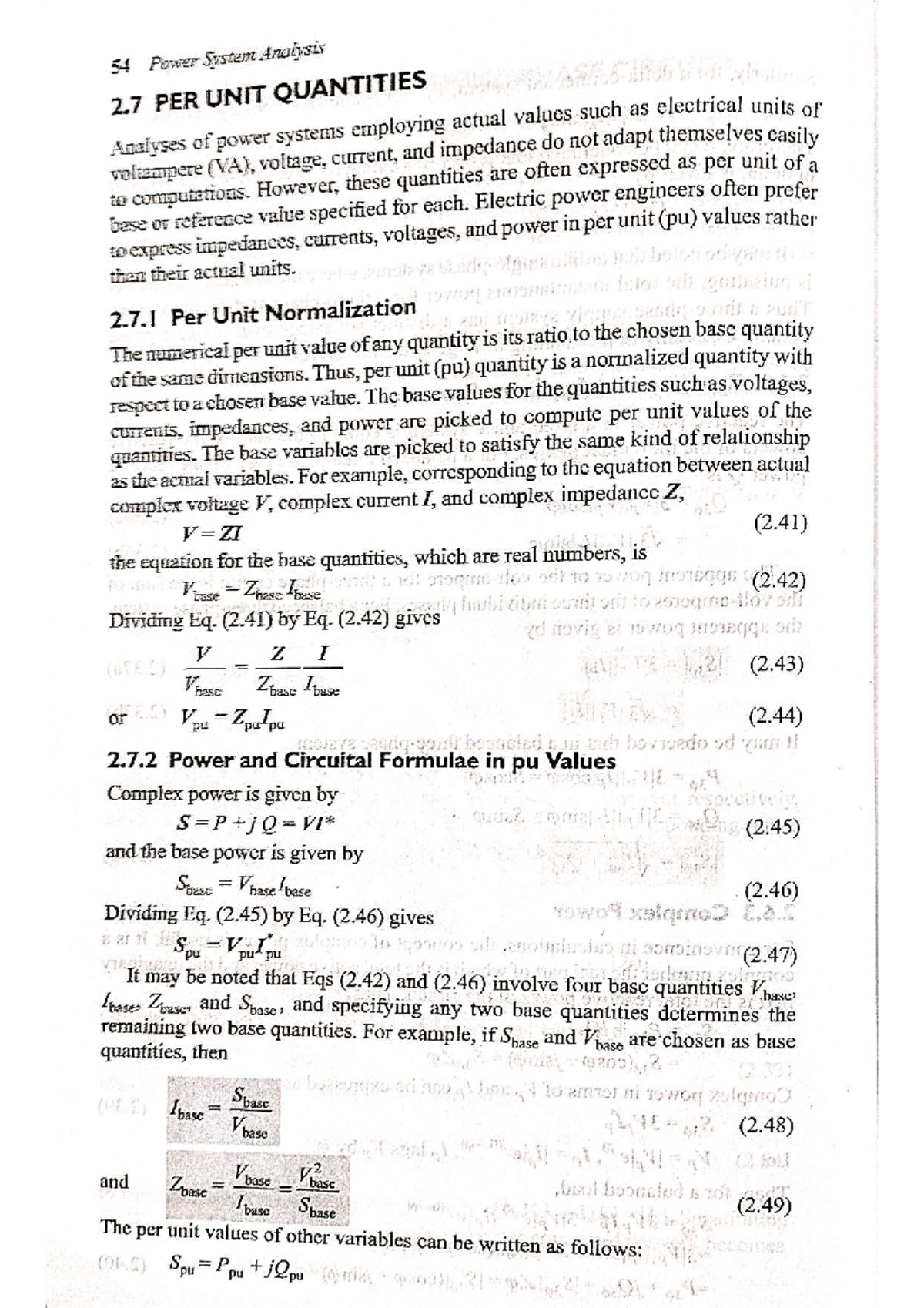 Power System Analysis: Per Unit Quantities (54) - Studocu
