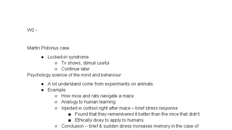 W2 - Psychology Case Study: Memory, Stress, and Skydiving - Studocu