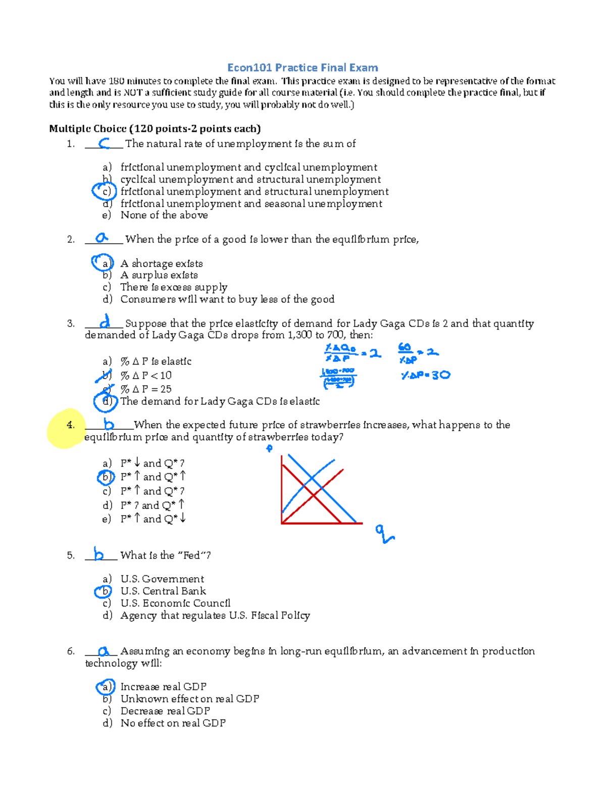 ECON 101 Practice Final Exam Review and Key Concepts - Studocu