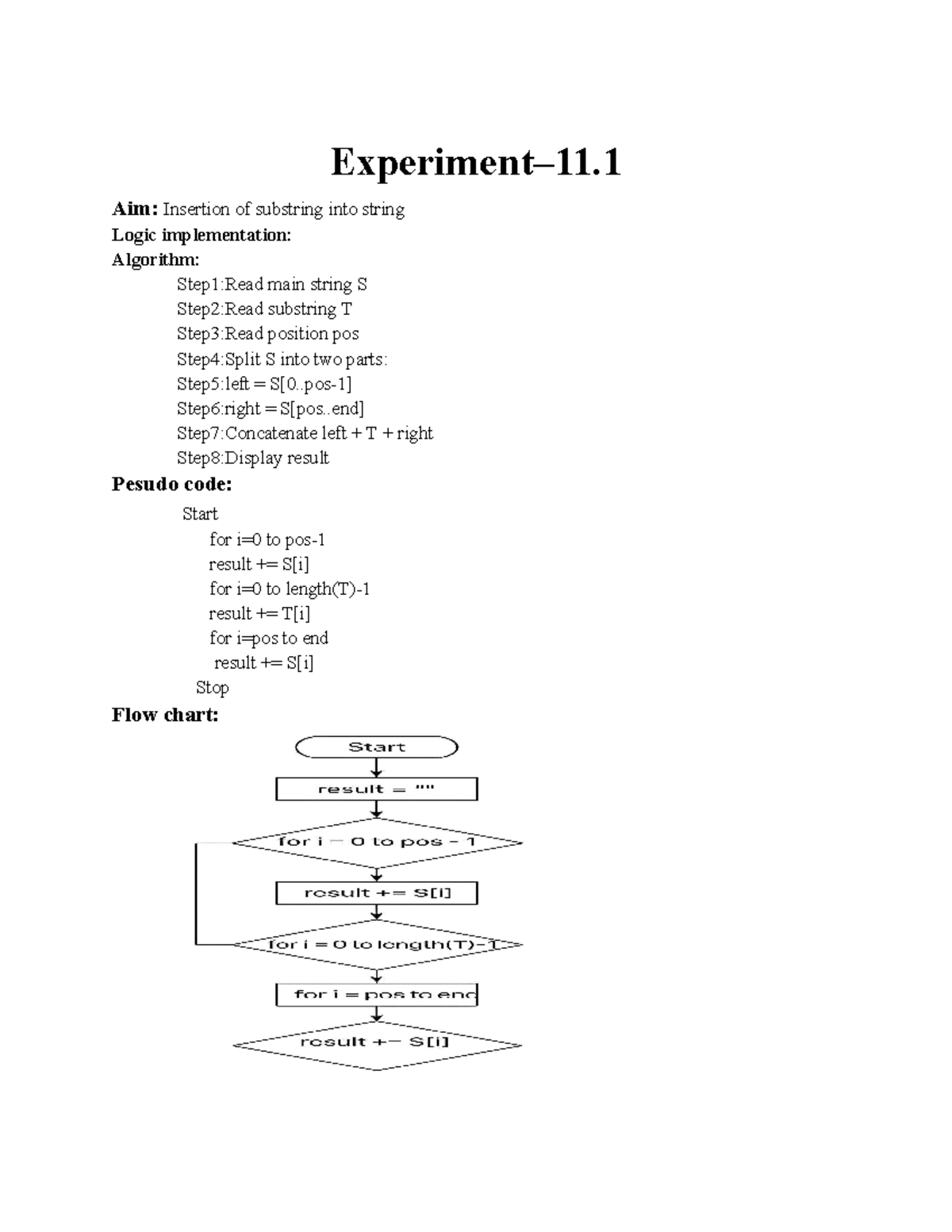 Untitled document-5-1 - Experiment–11. Aim: Insertion of substring into ...