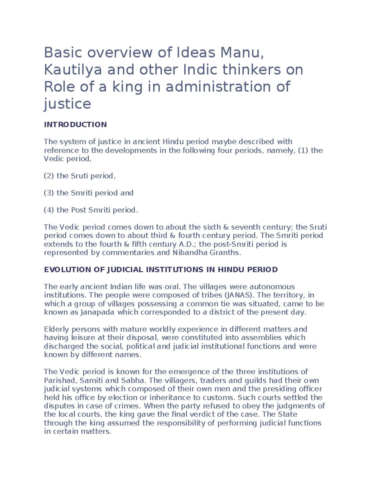 Kautilya and Manu on Kingship: Justice in Ancient India - Studocu