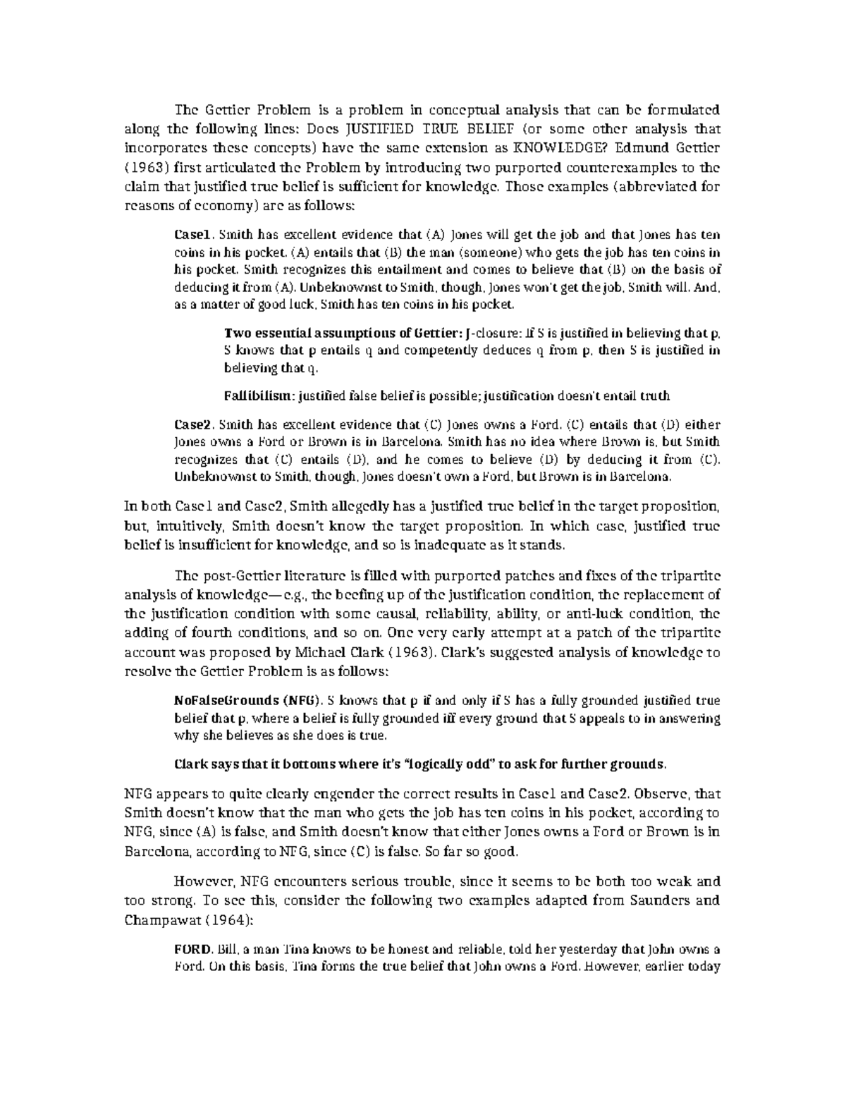 Gettier Problem (PHIL 101): Analyzing Justified True Belief - Studocu