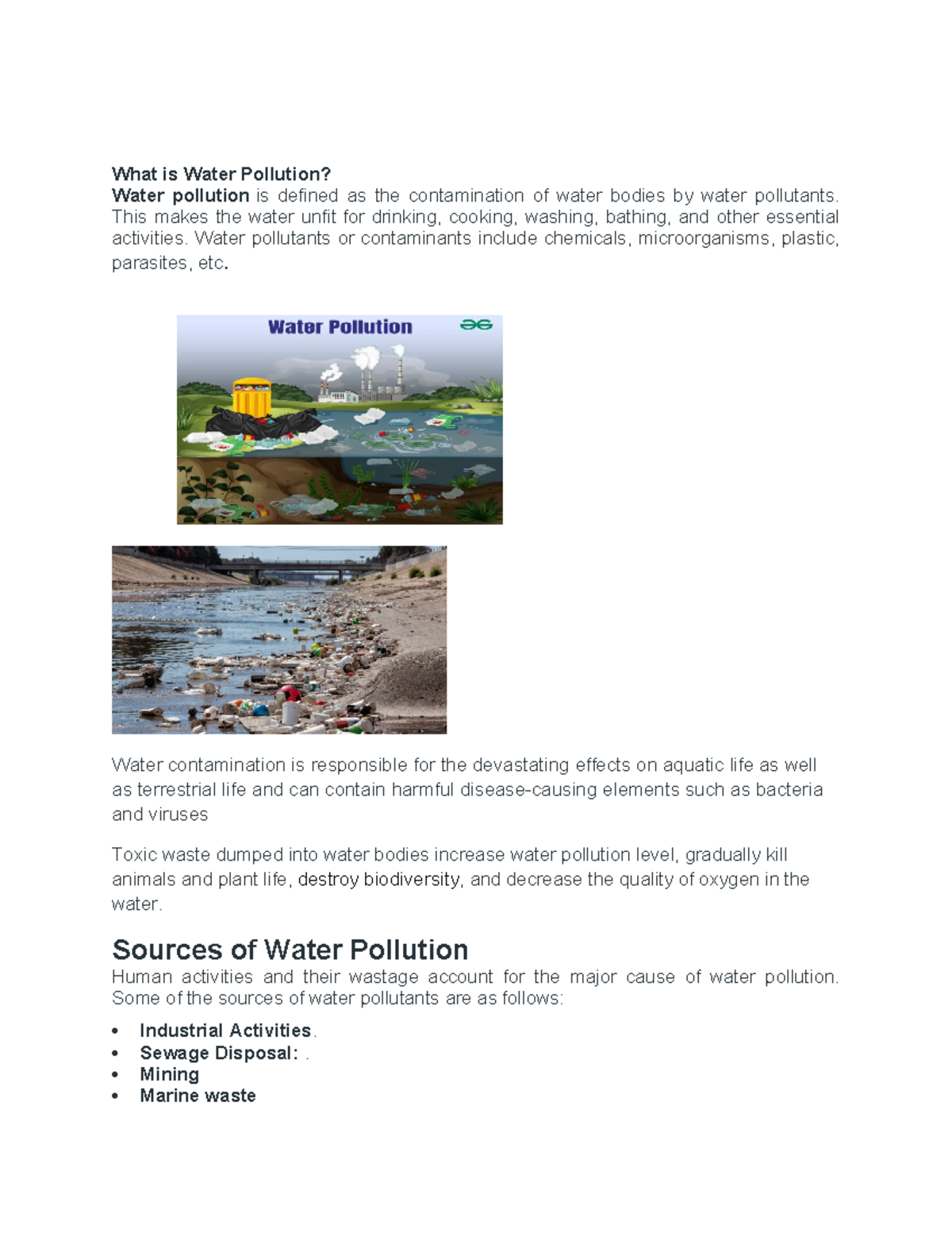 Water Pollution: Causes, Effects, and Control Measures - Studocu