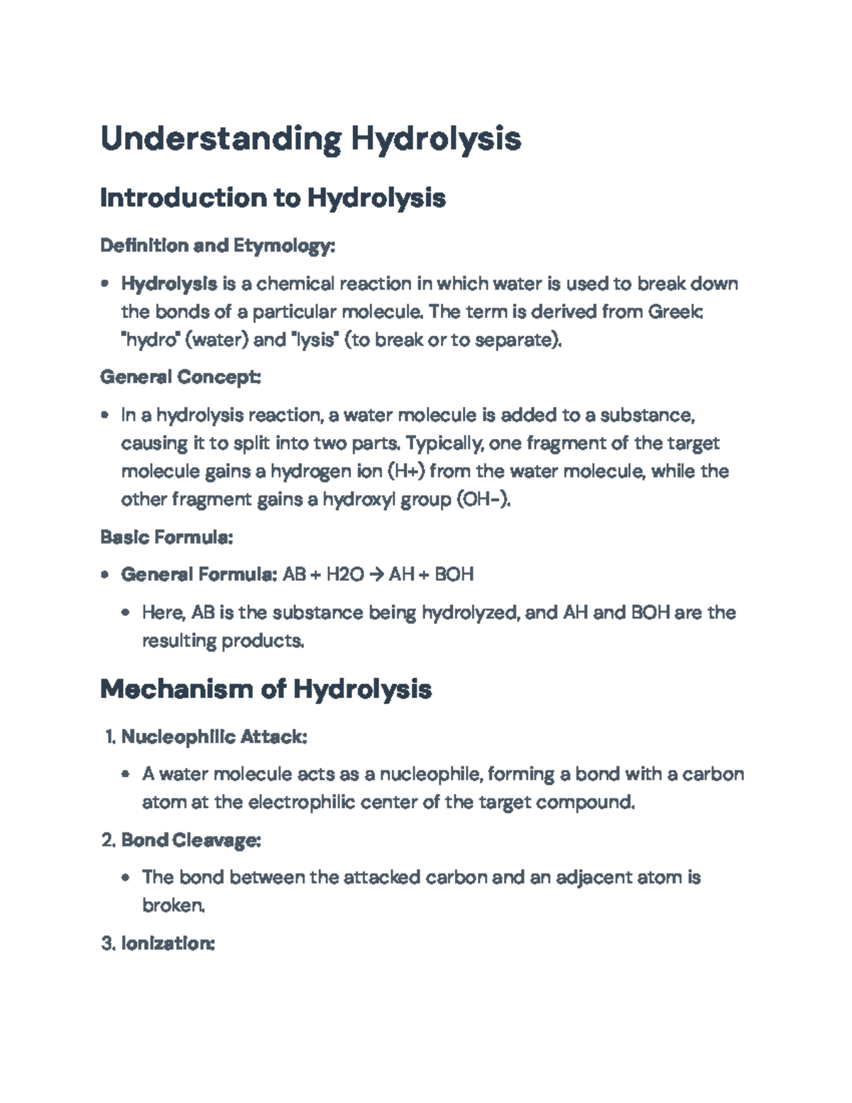 Understanding Hydrolysis: Mechanisms, Types, and Applications in ...