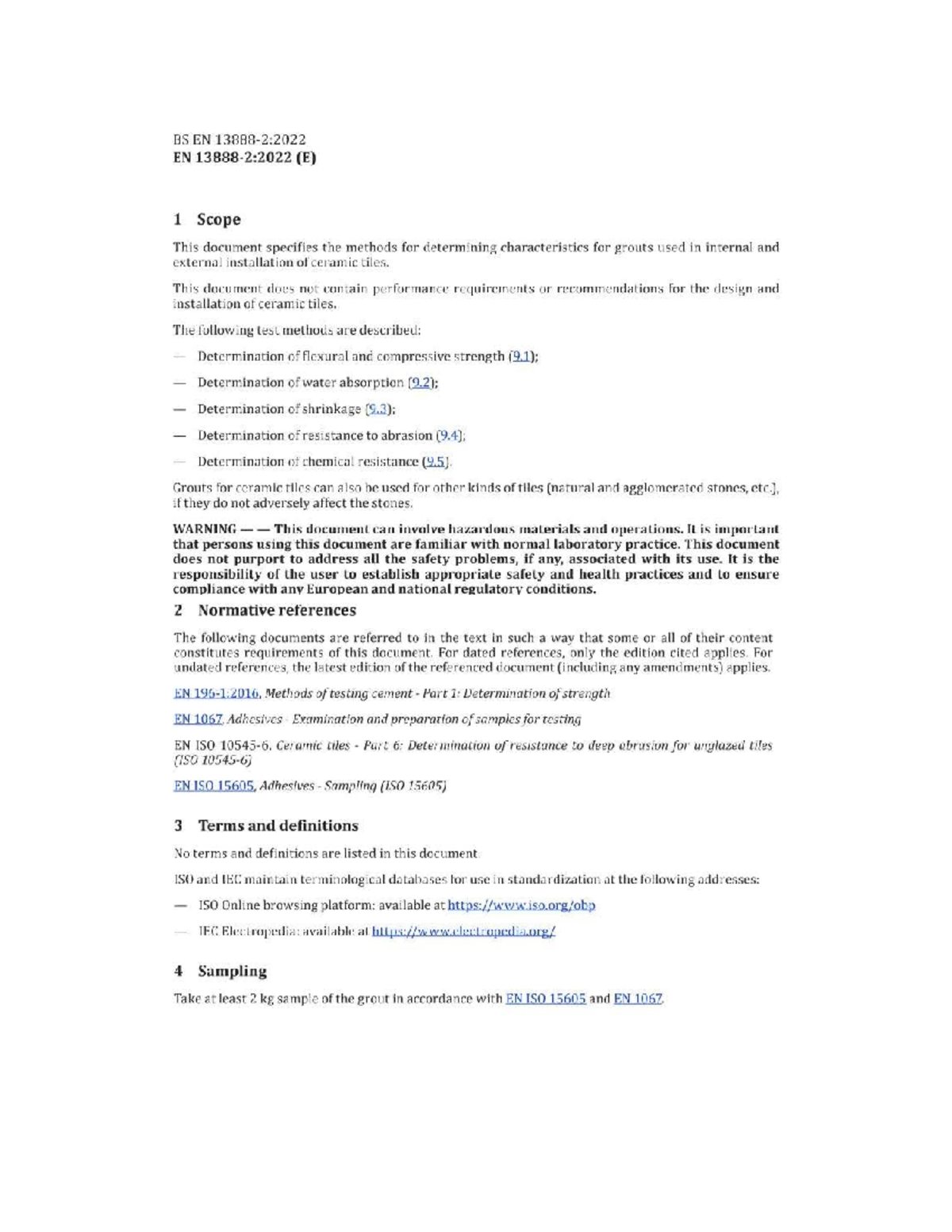 BS EN 13888-2: Methods for Testing Grouts in Ceramic Tile Installation ...