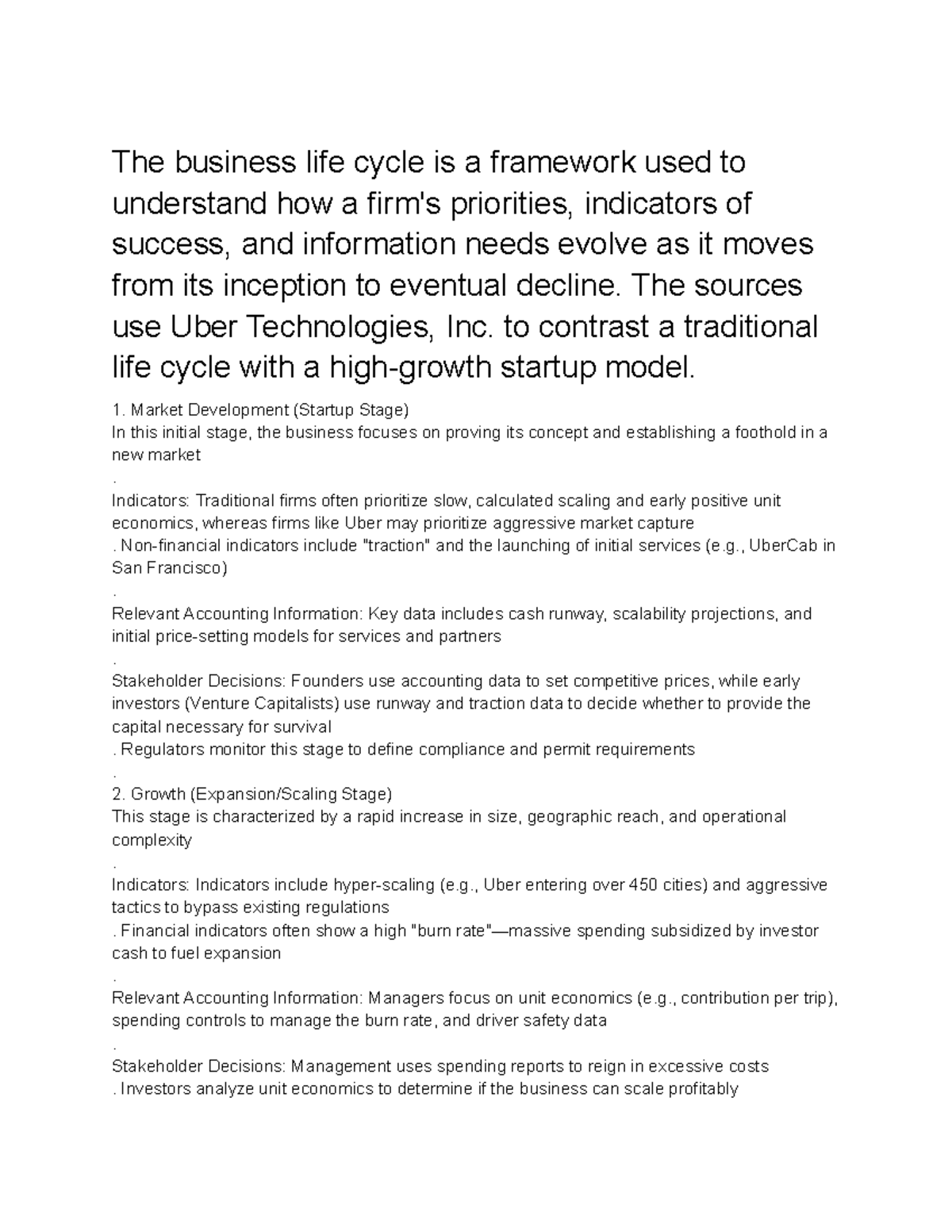 Business Life Cycle Analysis: Uber Technologies, Inc. Case Study - Studocu