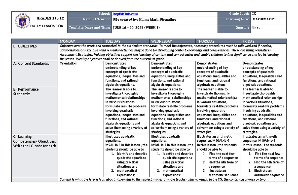 Annotation Template for Teacher Objectives (PPST 4.3.2) - Project SPARK ...
