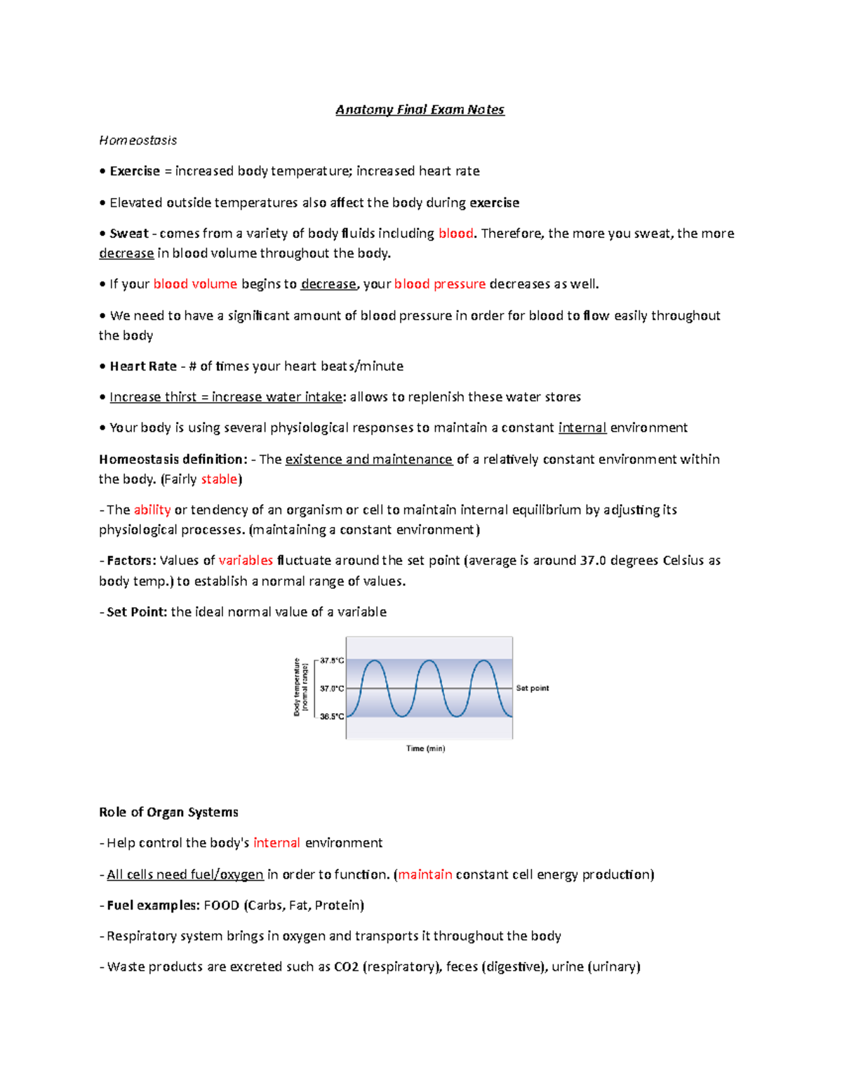 Kin 1A03 Final Exam Notes - Anatomy Final Exam Notes Homeostasis ...