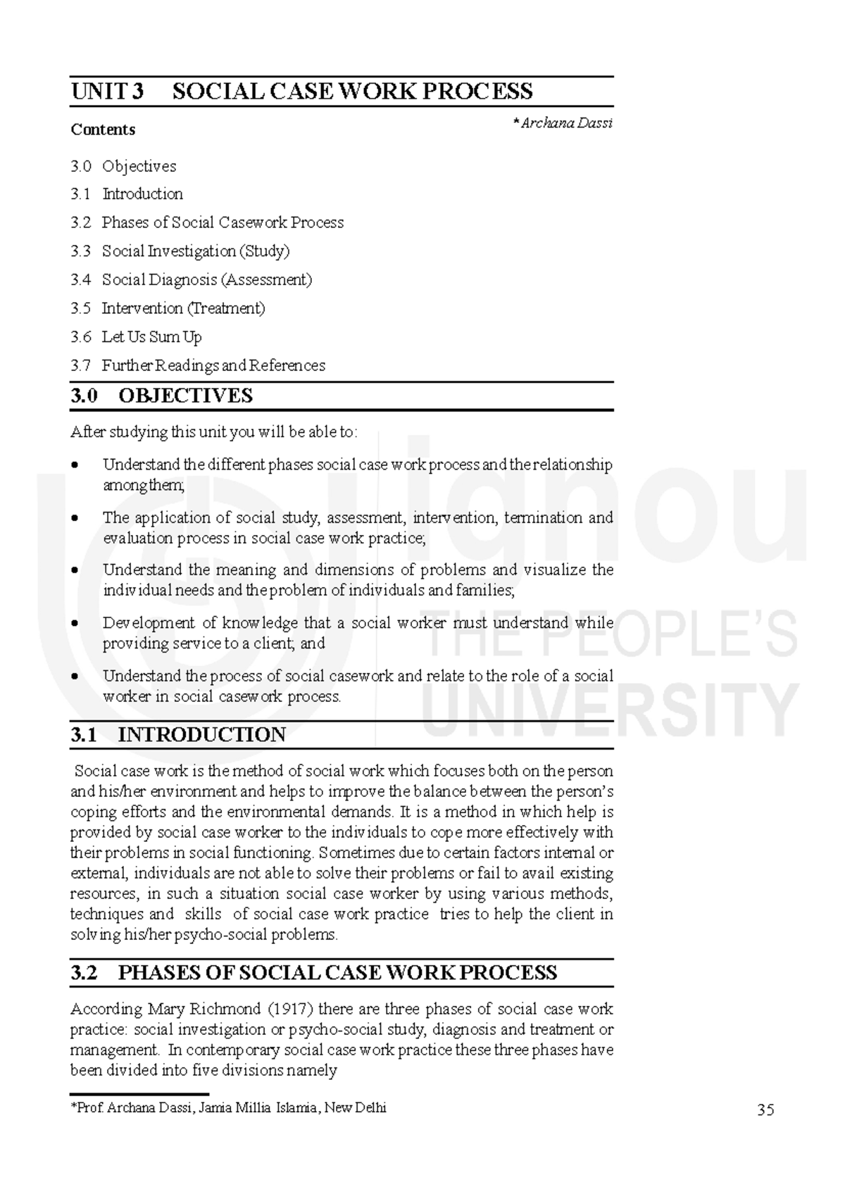 Unit 3 - Social Case Work Process: Techniques and Phases Notes - Studocu