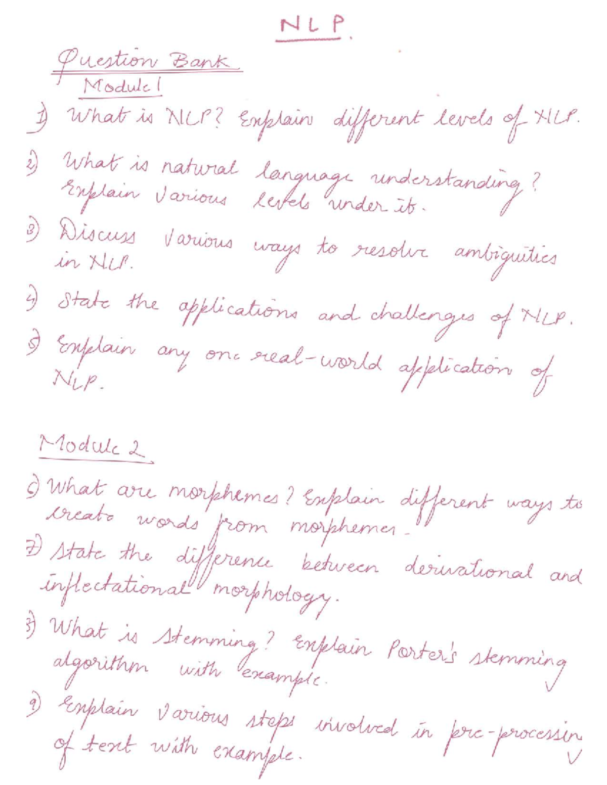 NLP - Assignment Question Bank (Module 1 & 2) - Studocu