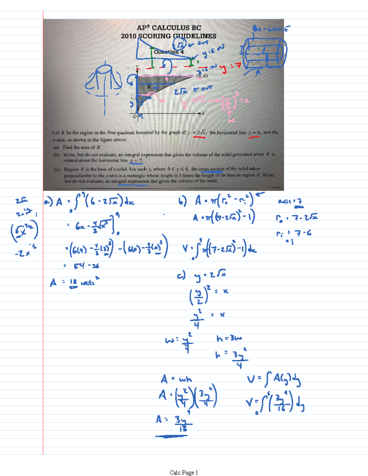 AP Solid Question (12 May) - AP CALCULUS BC E 2010 SCORING GUIDELINES ...