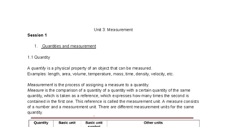 UNIT 3: Measurement - Apuntes de Mates (Session 1 & 2) - Studocu