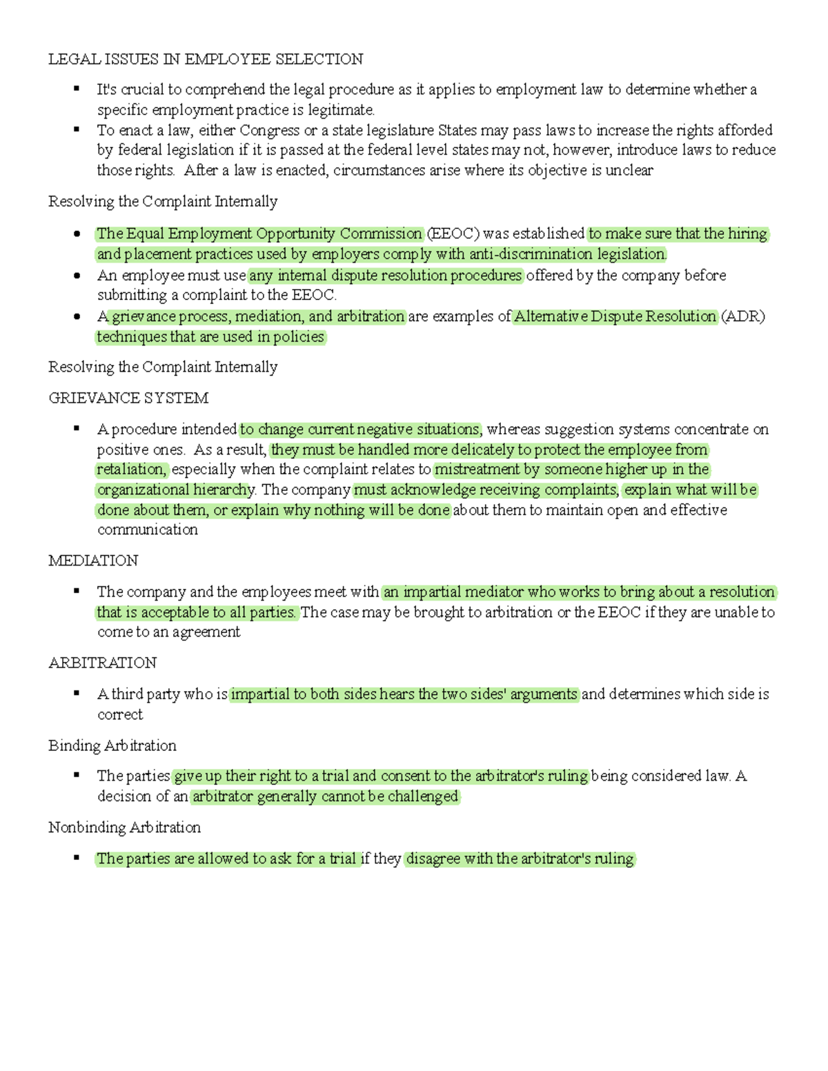 Legal Issues in Employee Selection: Understanding Employment Law - Studocu