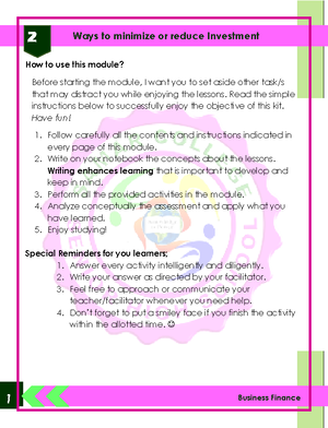 Business Finance Module 2-grade 12 ABM - Department of Education ...