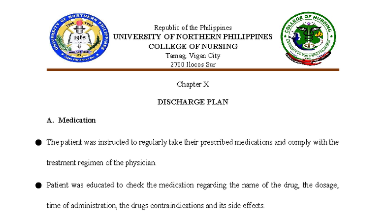 NURS 101: Discharge Plan for Patient Julia - Medication & Health ...