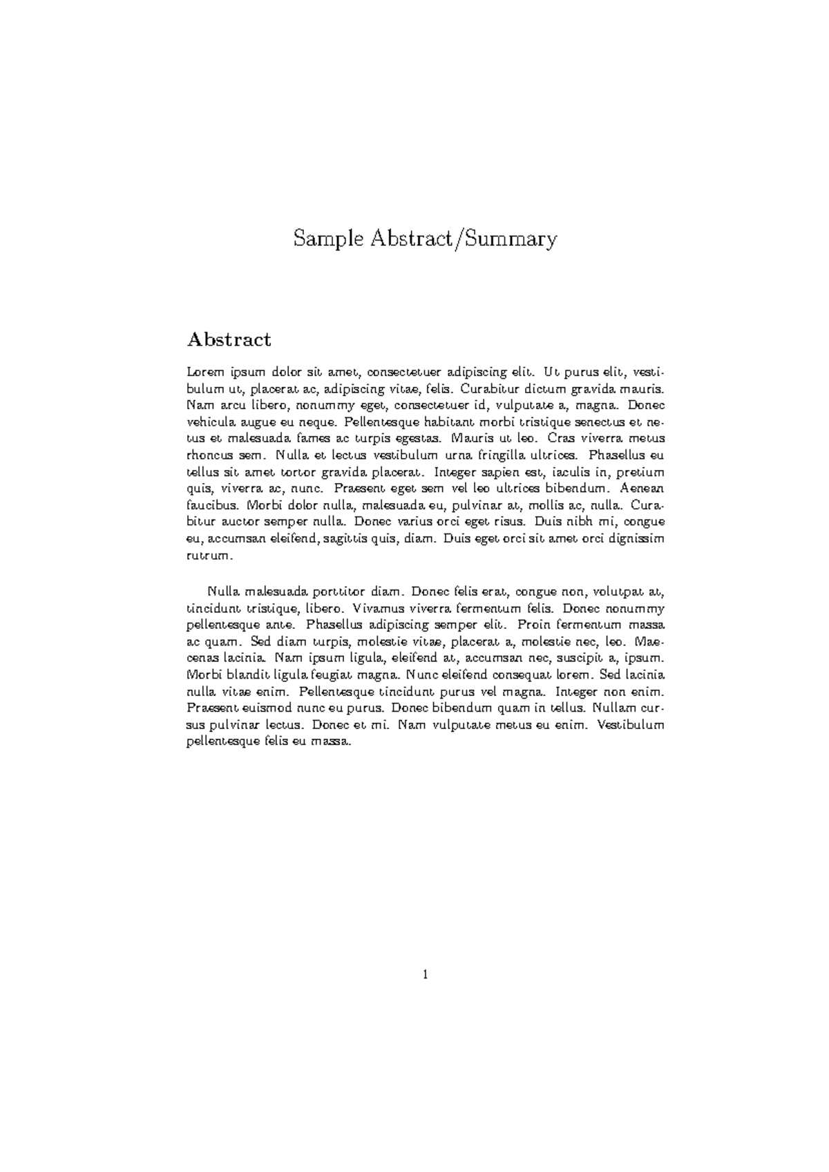 Sample Abstract for Course Code: LATEX Document 2 - Studocu