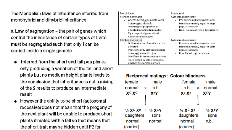 LSM2105 CA3: Mendelian Inheritance and Genetic Principles Overview ...