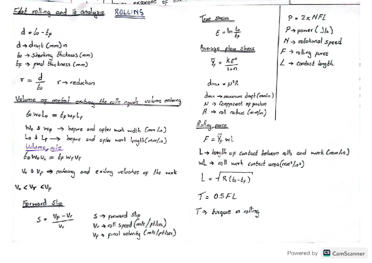 Rolling Formulas and Analysis: Exponent of Edat in Rolling Process ...