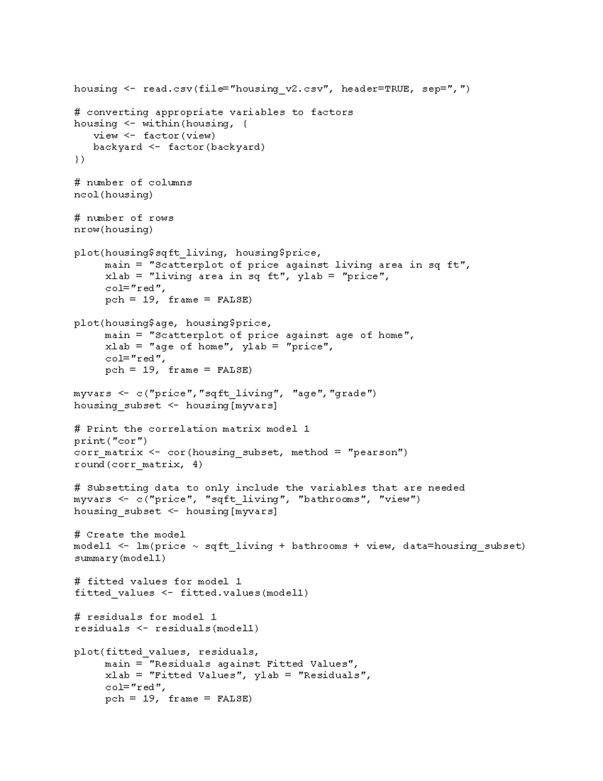 MAT 303 Project One Summary Report: Regression Model Analysis - Studocu