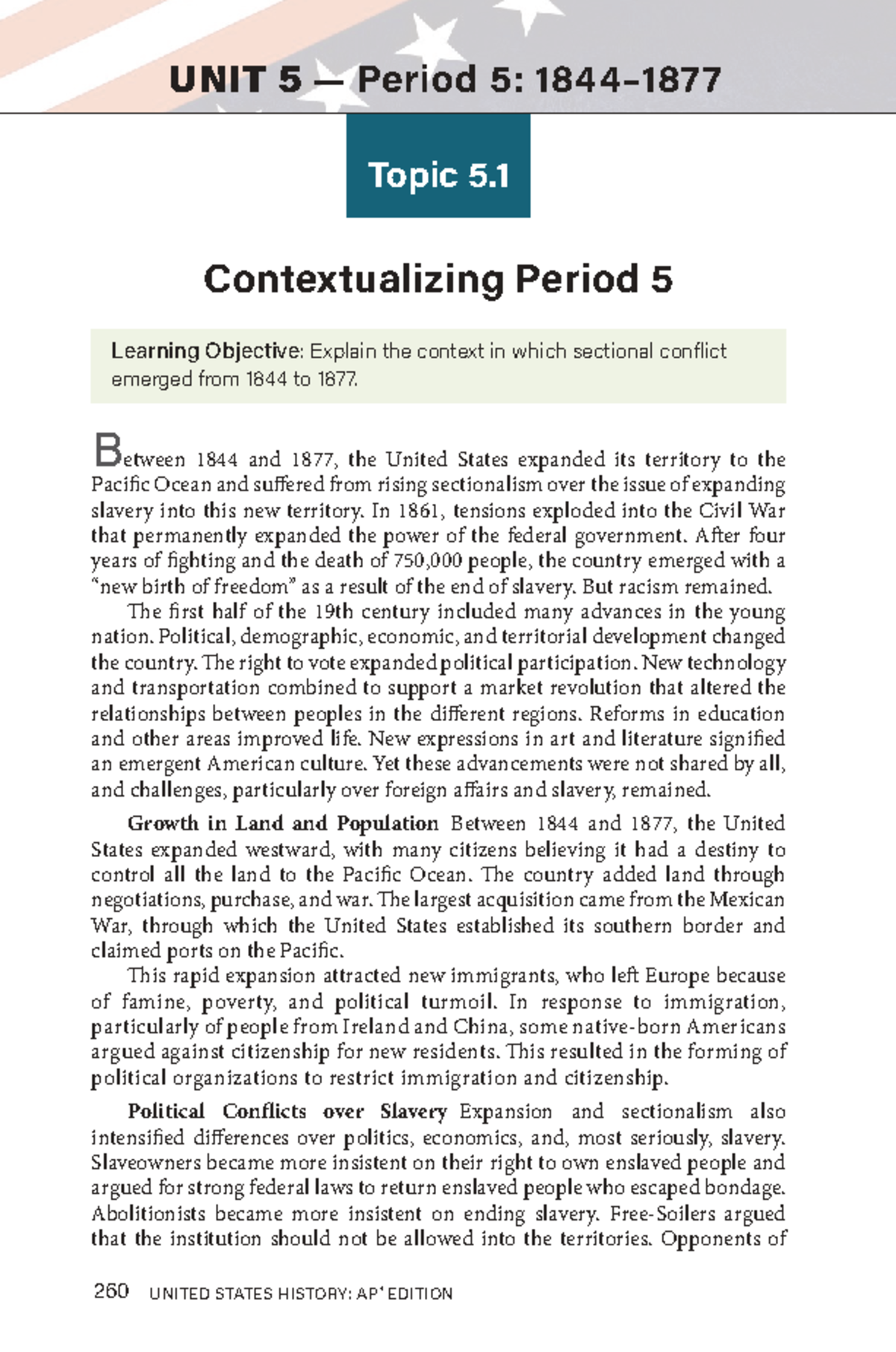 Political Conflicts and the Civil War Era: U.S. History (1844-1877 ...