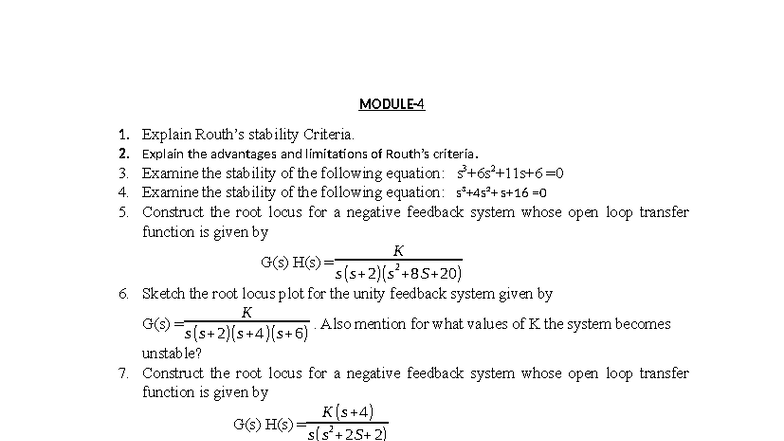 CE-Student Version QB: Stability Criteria & Bode Plot Analysis - Studocu